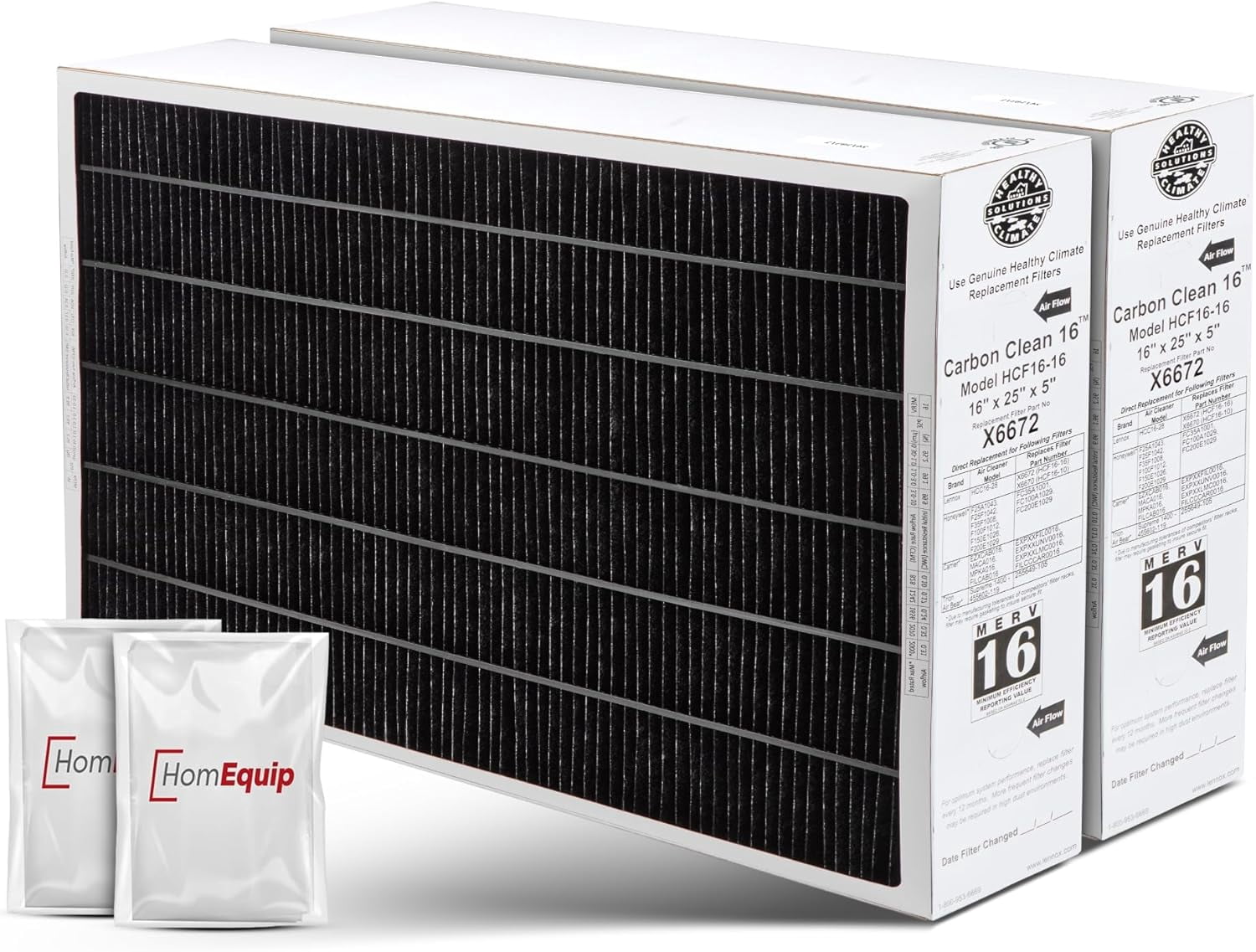 Lennox 16x25x5 Furnace Filter, X6672 Filter Replacement, Merv 16 Carbon ...
