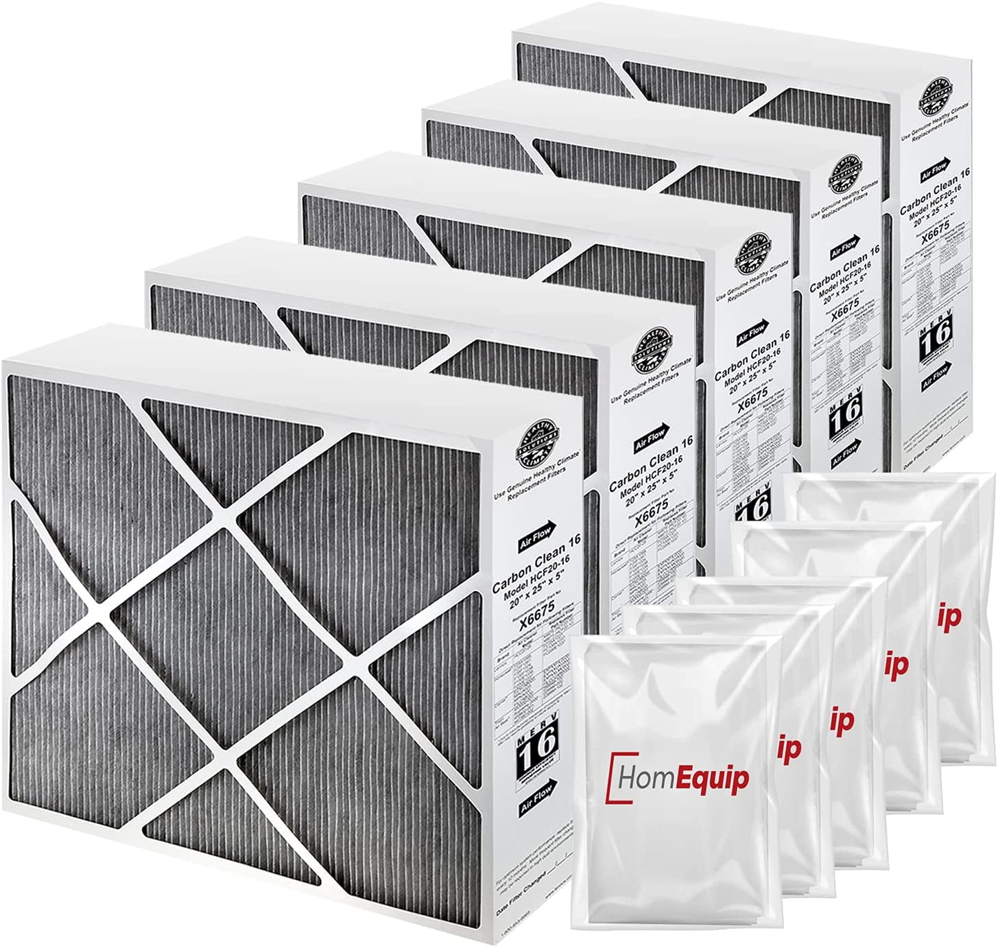 Lennox 20x25x5 Furnace Filter, X6675 Filter Replacement, Merv 16 Carbon Clean Filter Media with ...