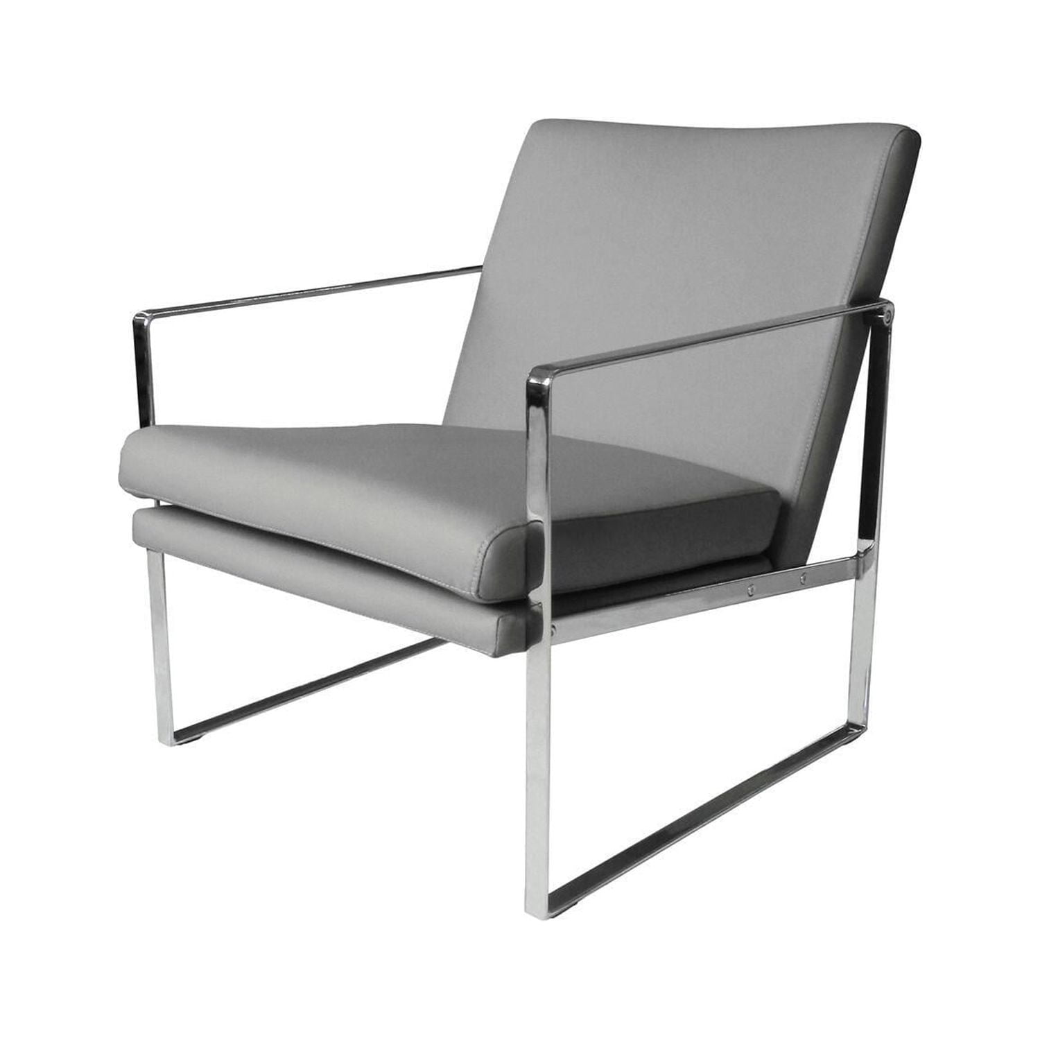 Lennox Chair, Faux Leather-Color:Gray,Finish:Chrome - Walmart.com