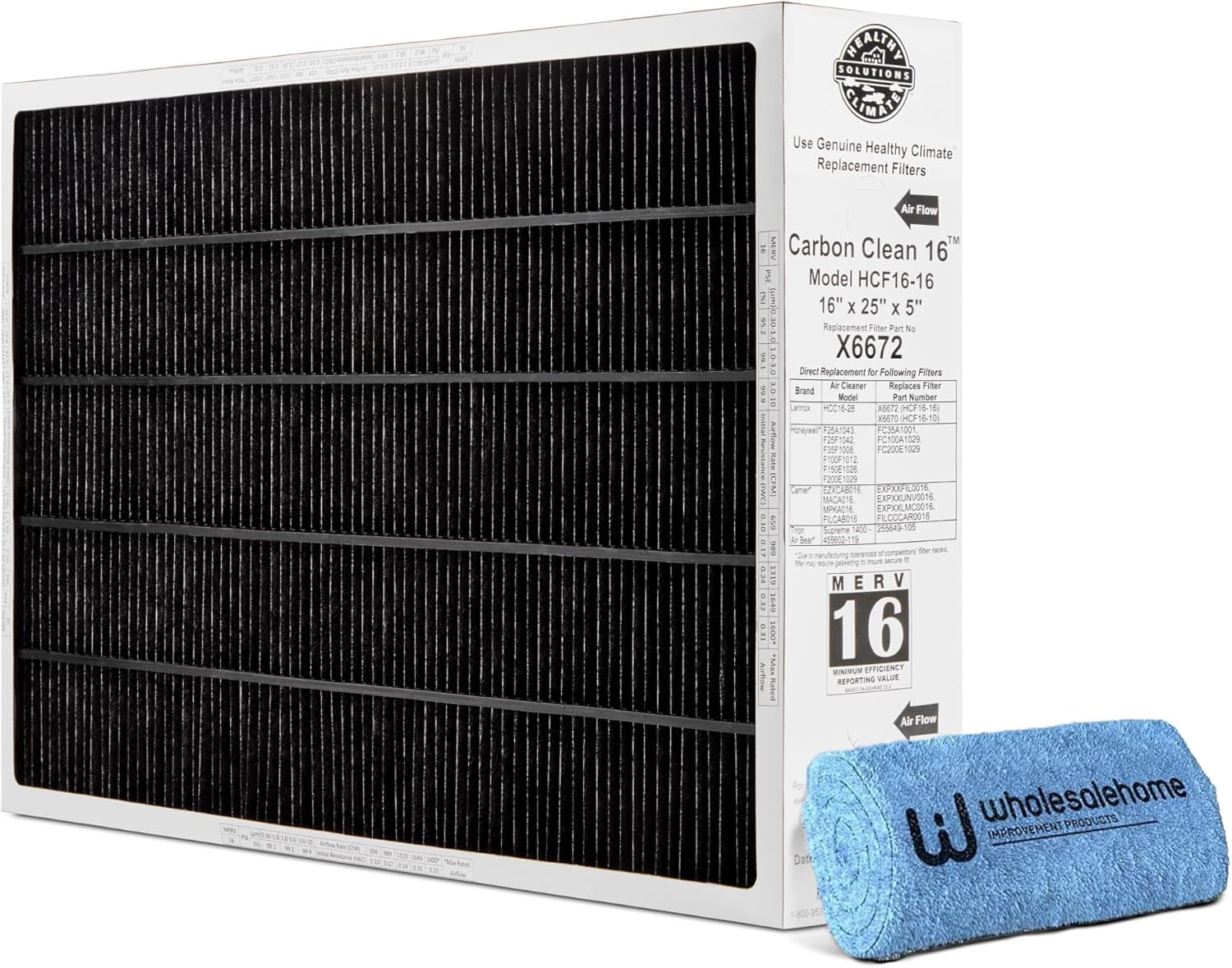 Lennox X6672 16x25x5 Furnace Filter, Lennox Healthy Climate Carbon ...