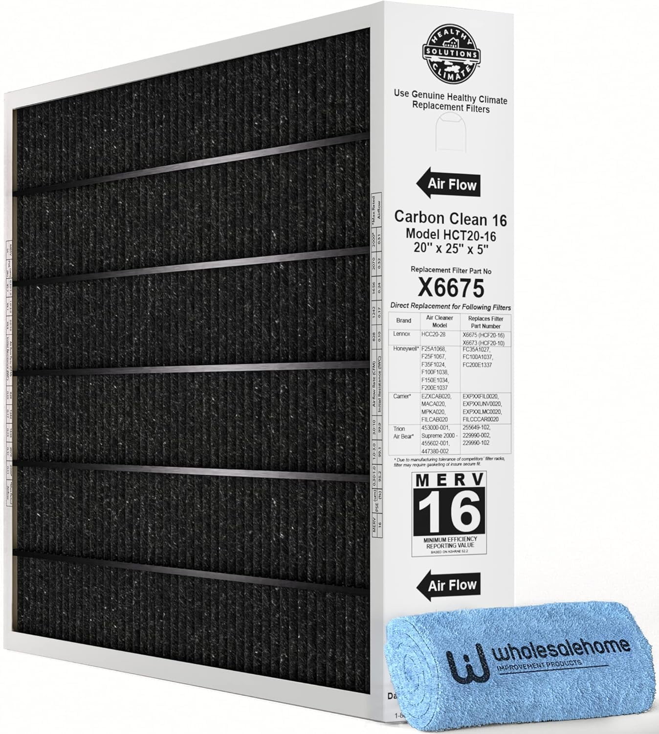 Lennox X6675 20x25x5 Air Filter, Lennox Healthy Climate Carbon Clean ...