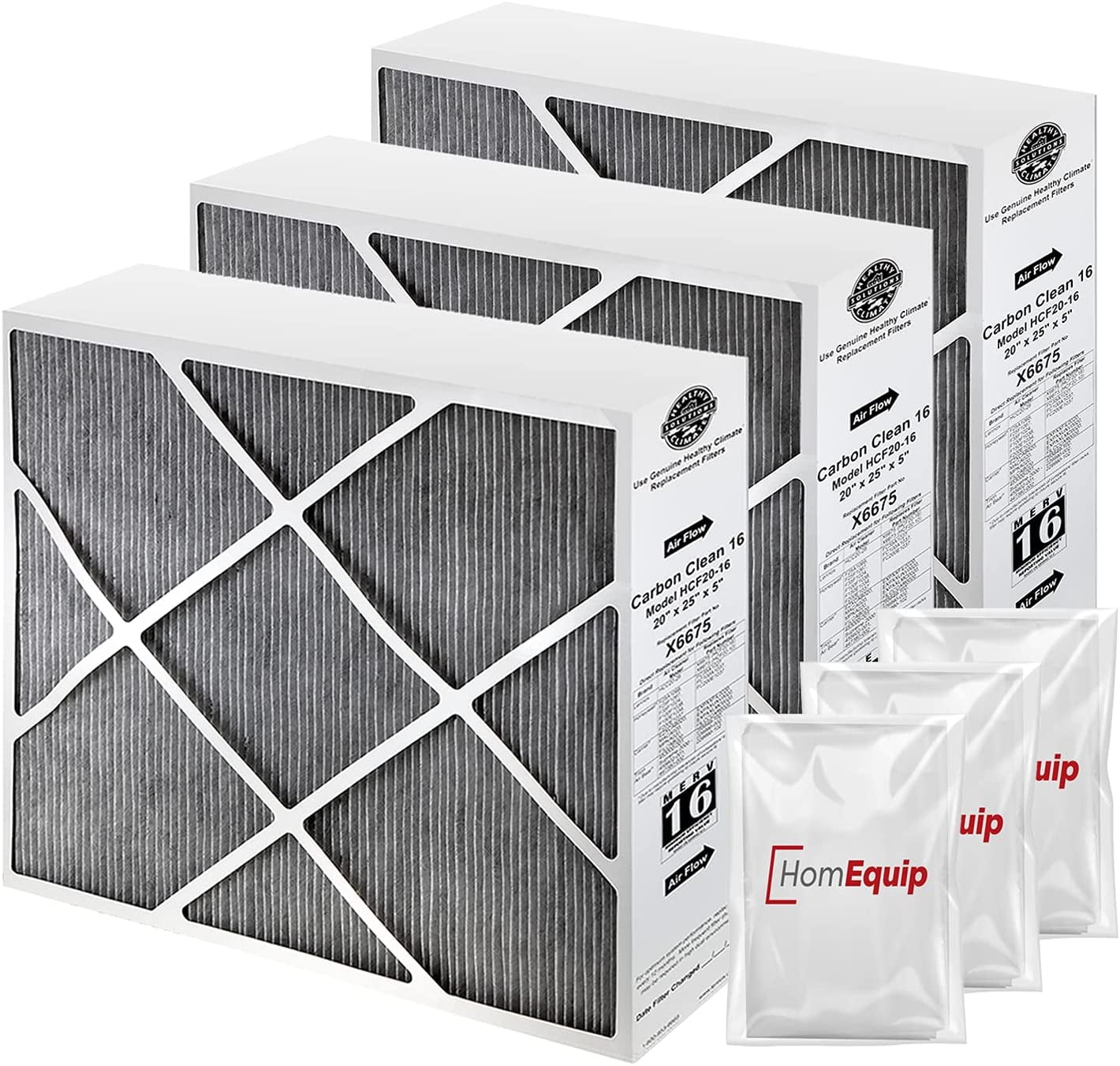 Lennox X6675 Carbon Clean Healthy Climate 20x25x5 Furnace Filters, Merv ...
