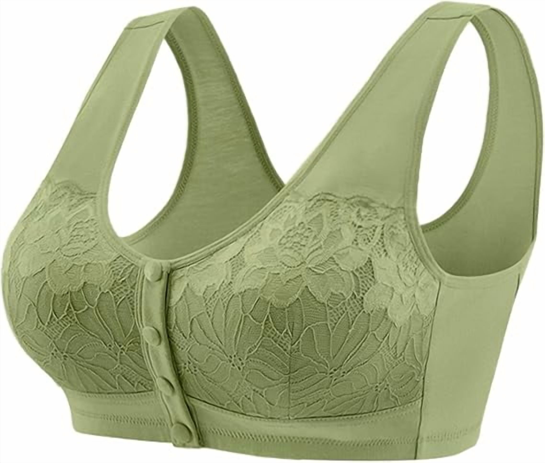 Lenocharm Bra Comfortable Front Button Wireless Shaping Bra for Older ...