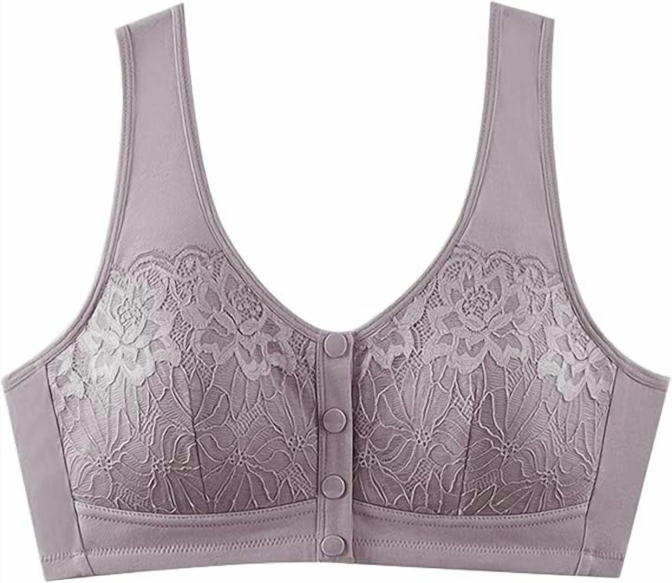 Lenocharm Bra Comfortable Front Button Wireless Shaping Bra for Older ...