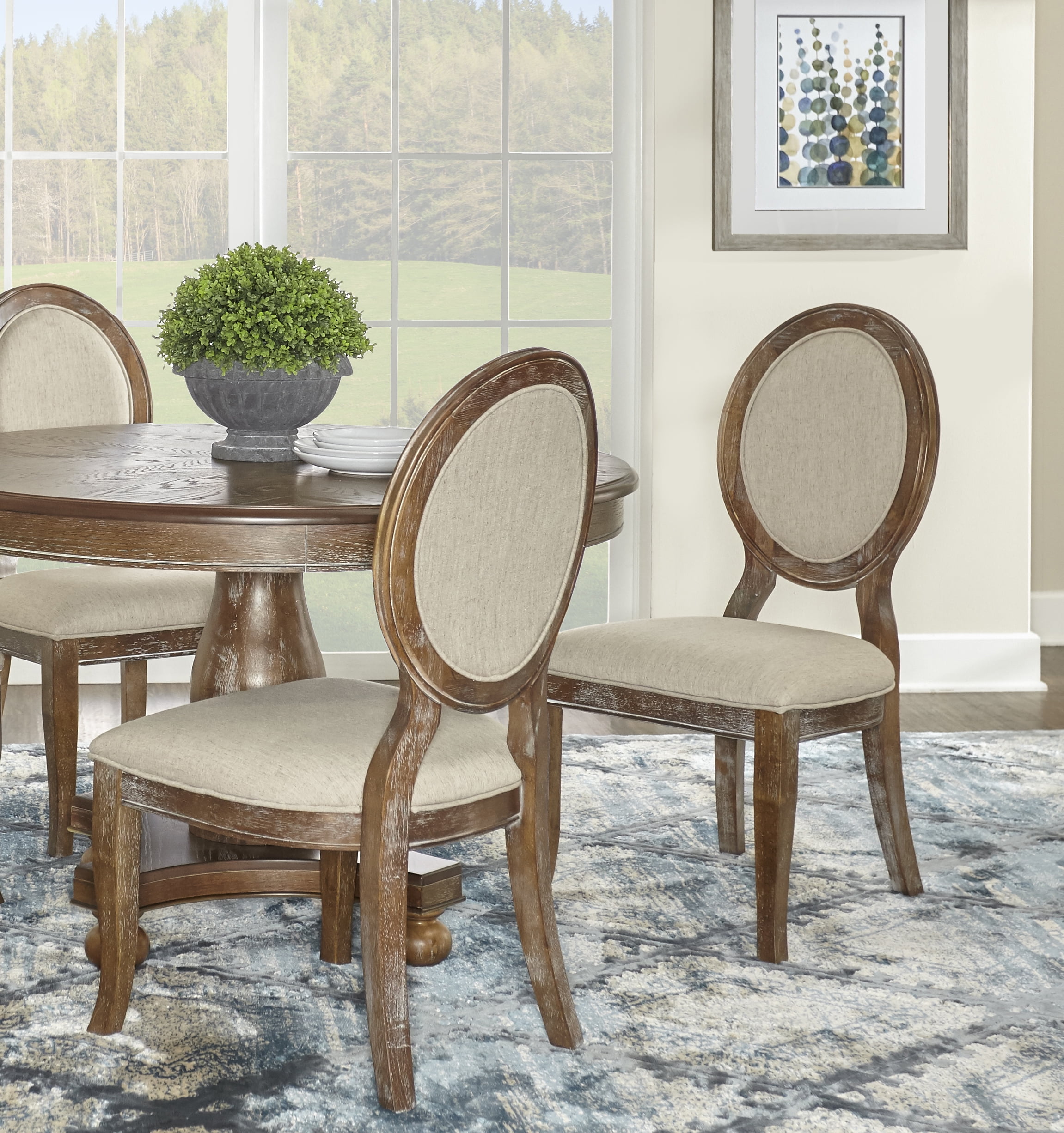 Lenoir Dining Chair, Set of 2, Wire-Brushed Brown - Walmart.com