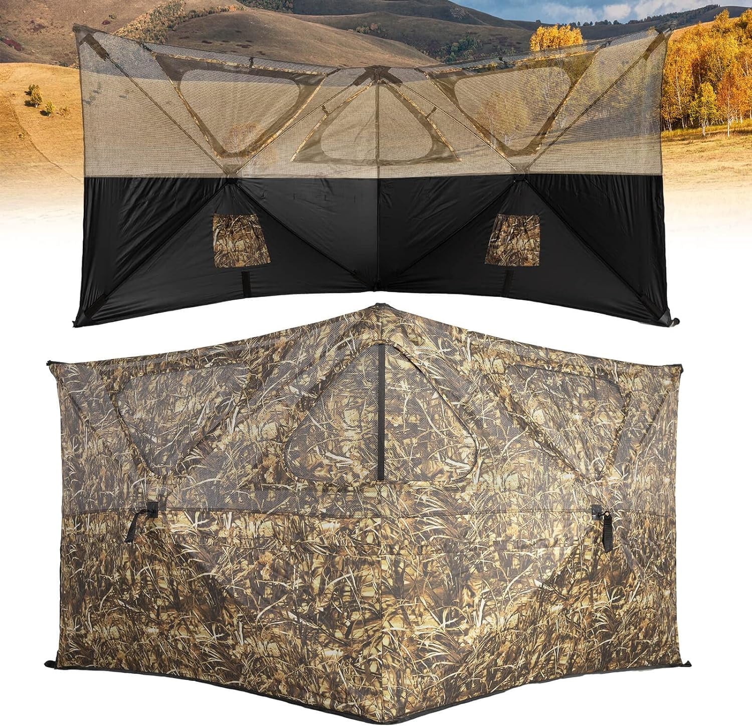Lenotos 2-Panel Pop Up Ground Blind, Easy-Setup Hunting Blind for Deer ...