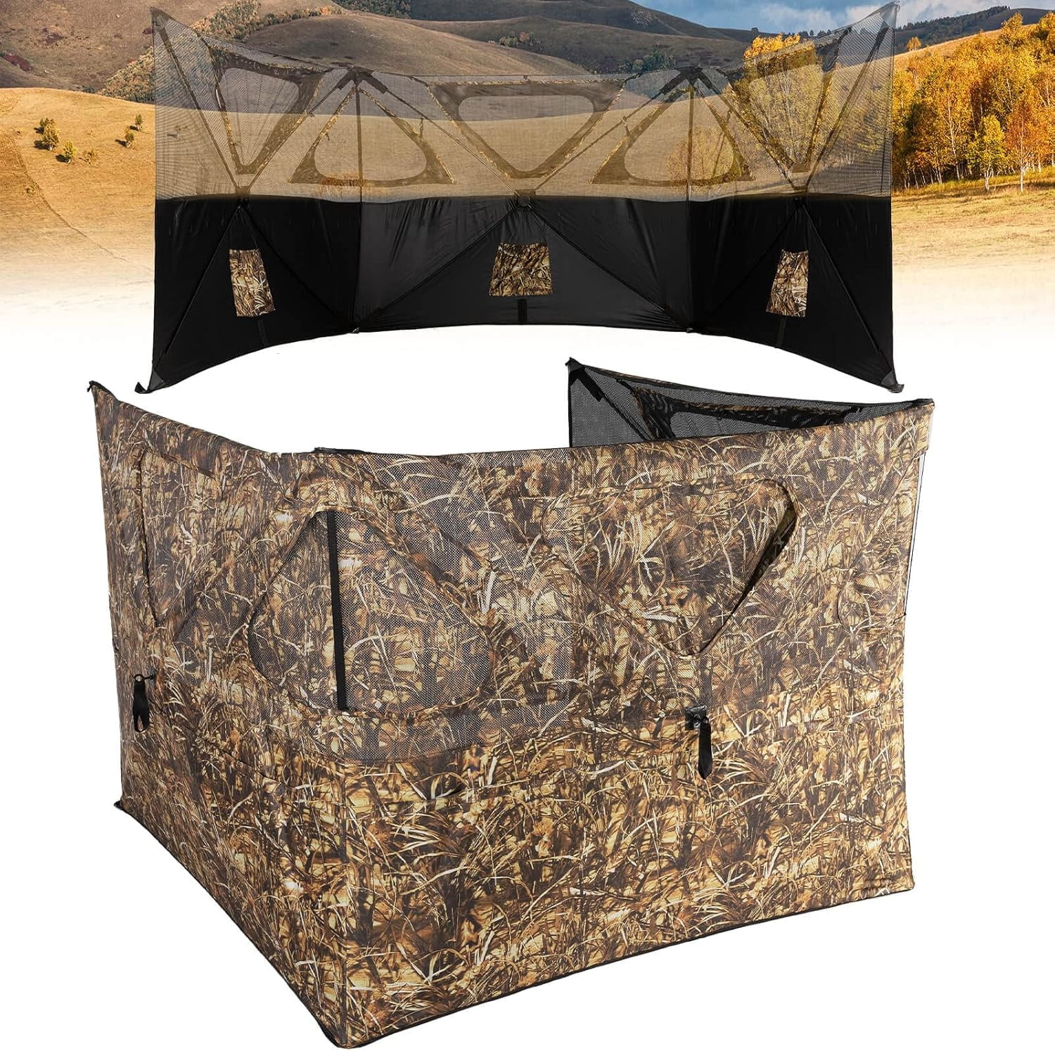 Lenotos 3-Panel Pop Up Ground Blind, Easy-Setup Hunting Blind for Deer ...