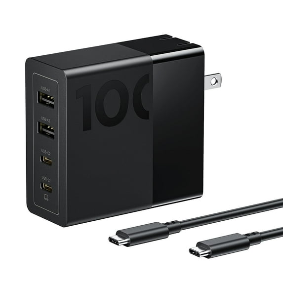 Lenovo 100W USB C Charger, 4-Port Multi-Device Fast Charging, Black GaN ...