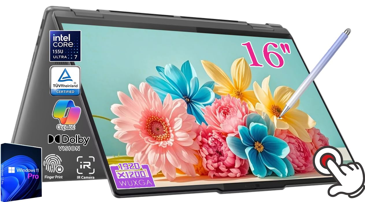 Lenovo 2024 Yoga 7i 2-in-1 Slim Laptop, 16" WUXGA Touchscreen, Ultra 7 ...