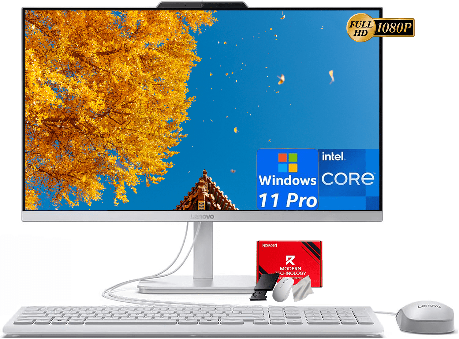 Lenovo 2026 A100 All-in-One Desktop Computer, 23.8" IPS FHD Display ...