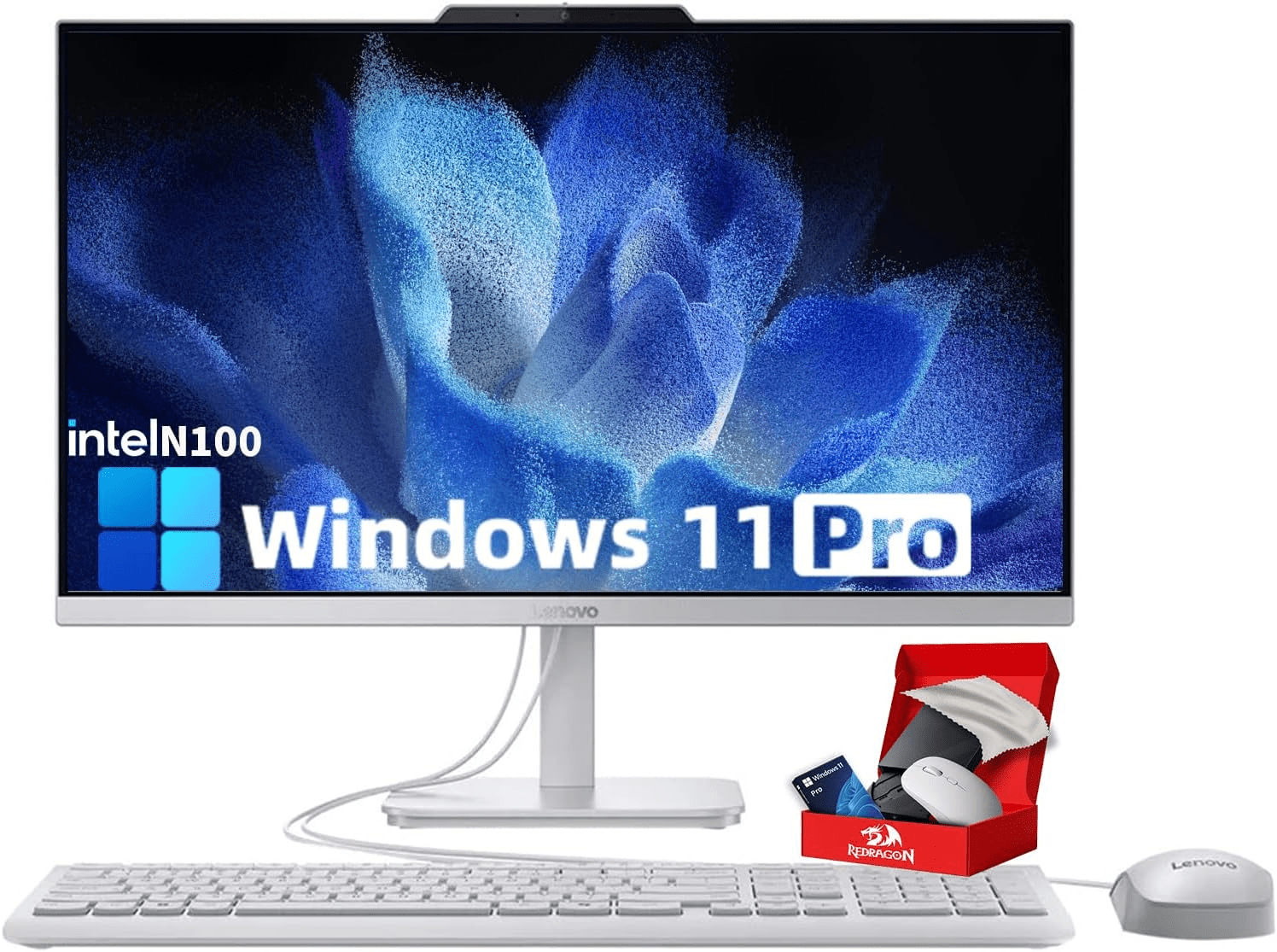 Lenovo 24" FHD All-in-One Desktop Computer, Intel 4-Core N100 Processor, 16GB RAM, 512GB PCIe ...