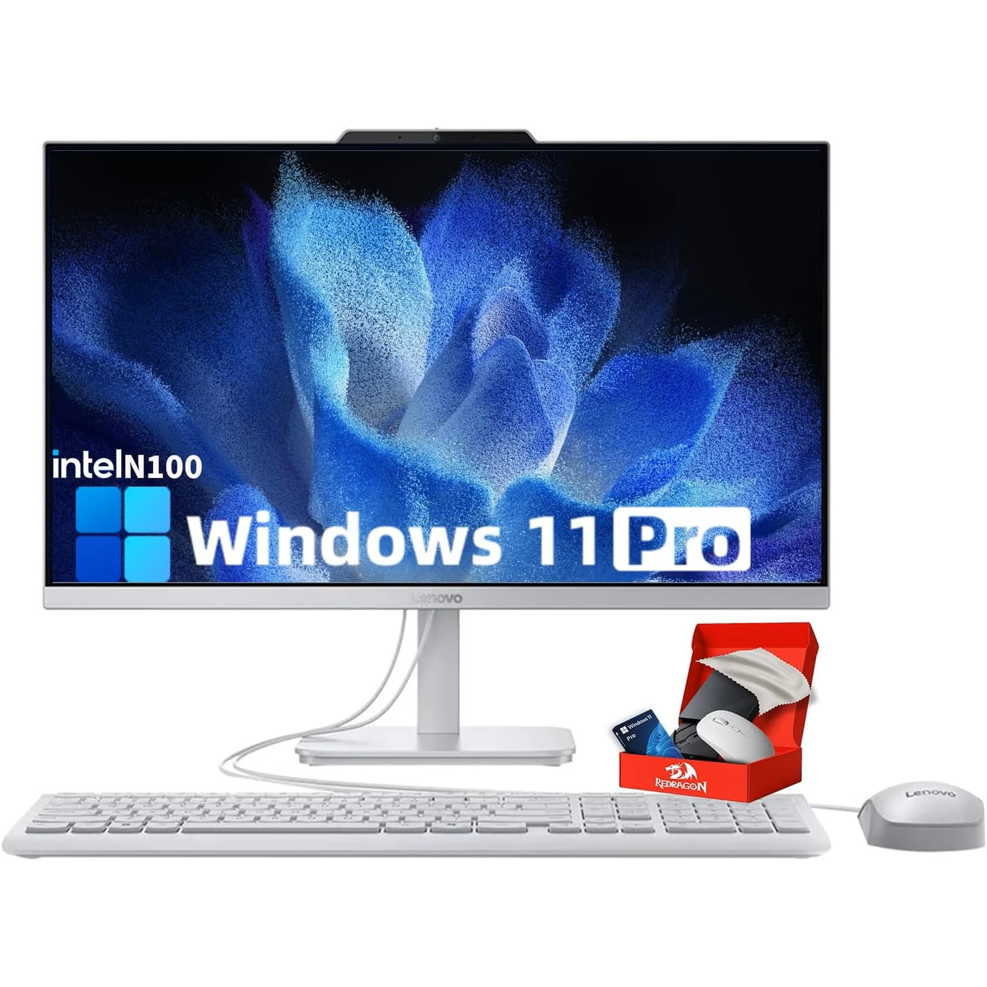 Lenovo 24" FHD All-in-One Desktop Computer, Intel 4-Core N100 Processor ...