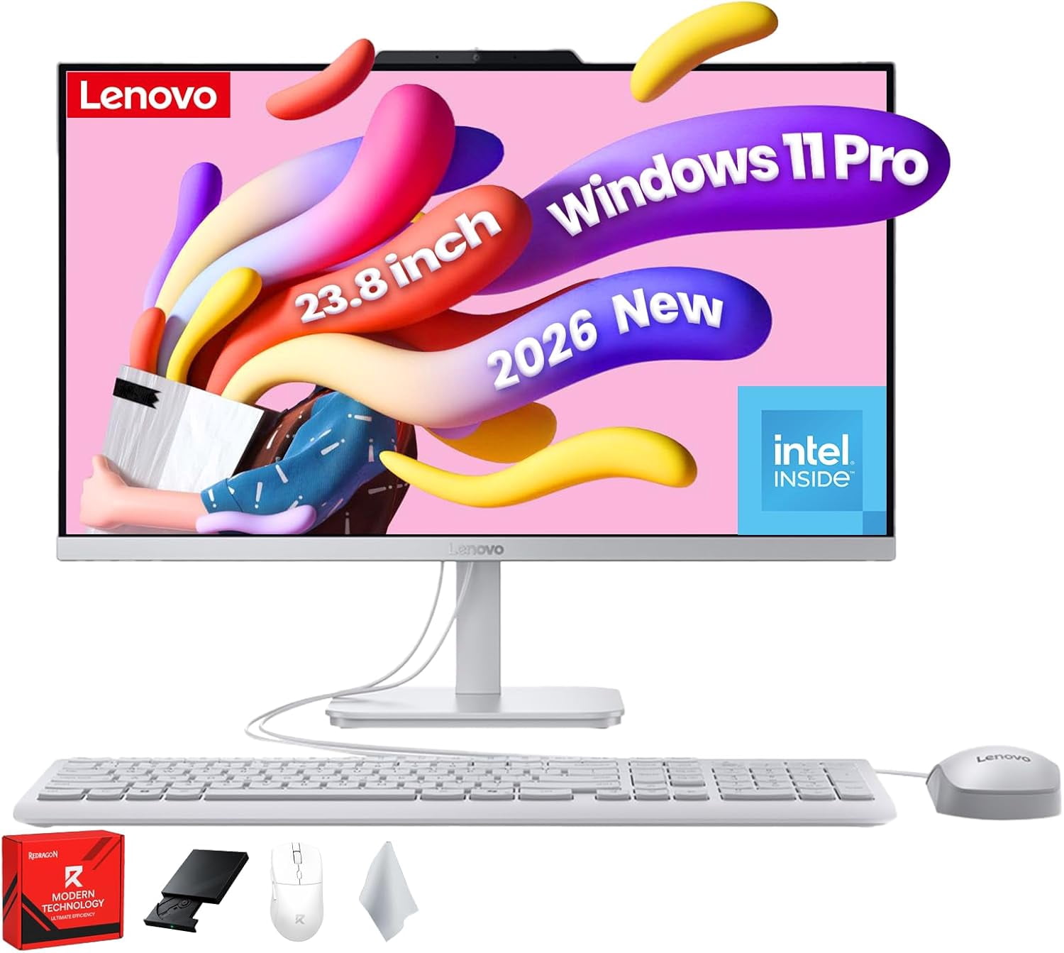 Lenovo A100 AIO Desktop| 23.8" FHD Anti-glare All-In-One Computer| 16GB ...