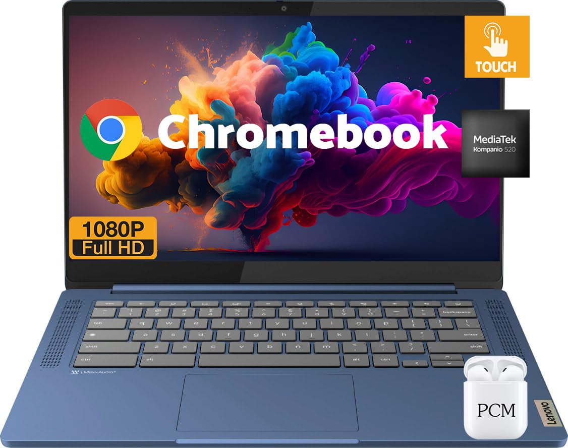 Lenovo Chromebook Laptop Computer, 14 FHD IPS Touchscreen Light PC, 8 ...