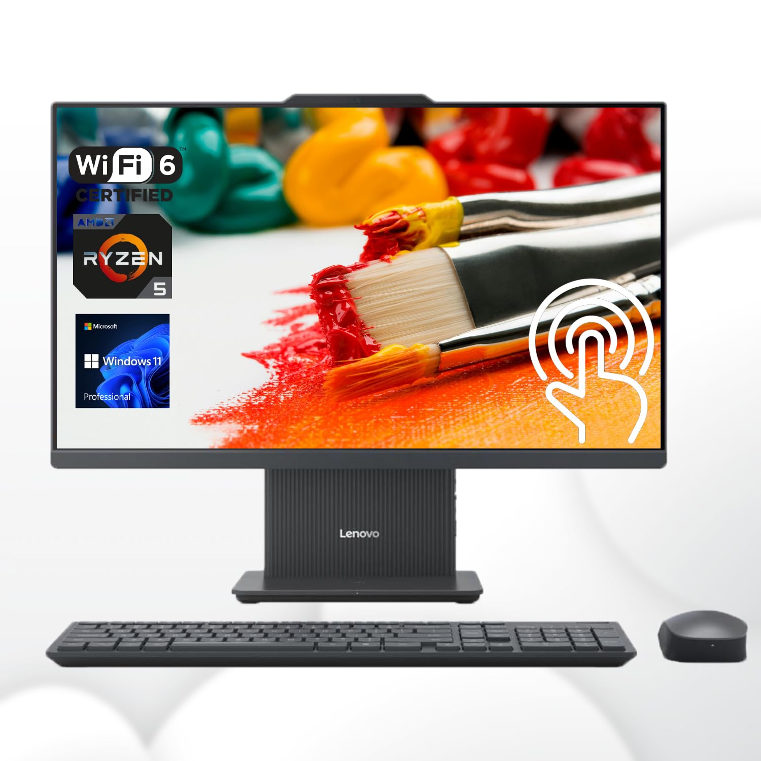 Lenovo IdeaCentre 27" All-in-One FHD Touchscreen Desktop, AMD Ryzen 5 ...
