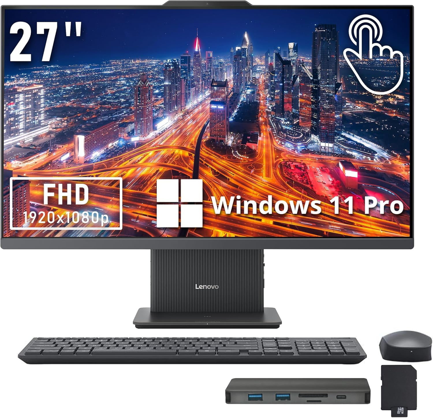 Lenovo IdeaCentre All-in-One Desktop, 27" FHD Touch Display, Intel i7 ...