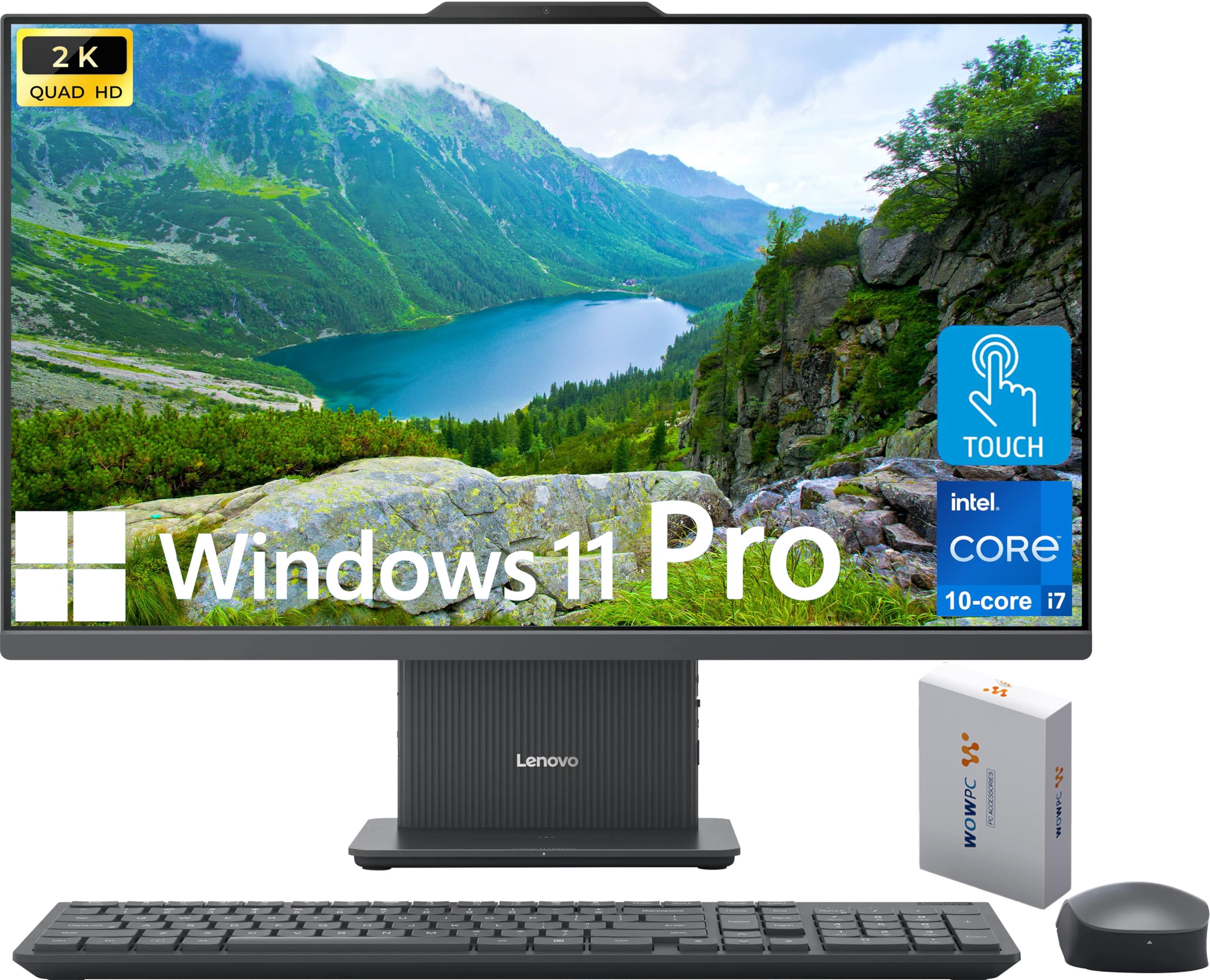 Lenovo IdeaCentre All-in-One Desktop Computer, 27" QHD IPS Touchscreen ...
