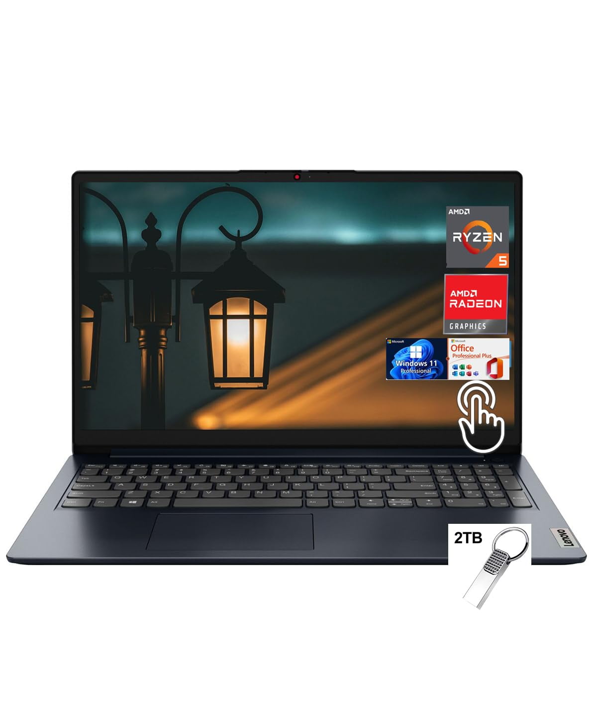 Lenovo IdeaPad 1 15.6" FHD Touchscreen Display, AMD Ryzen 5 7520U, 8GB RAM 512GB SSD, AMD Radeon ...