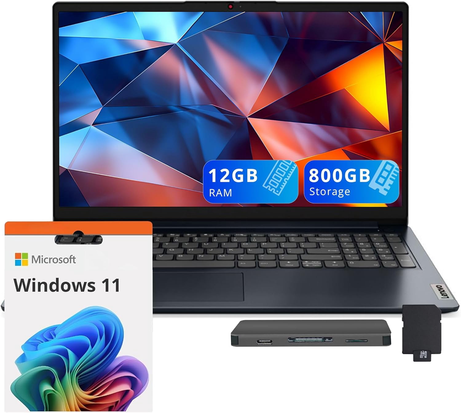 Lenovo IdeaPad 1 15.6" HD Laptop, Intel Celeron N4500, 12GB RAM, 512GB ...