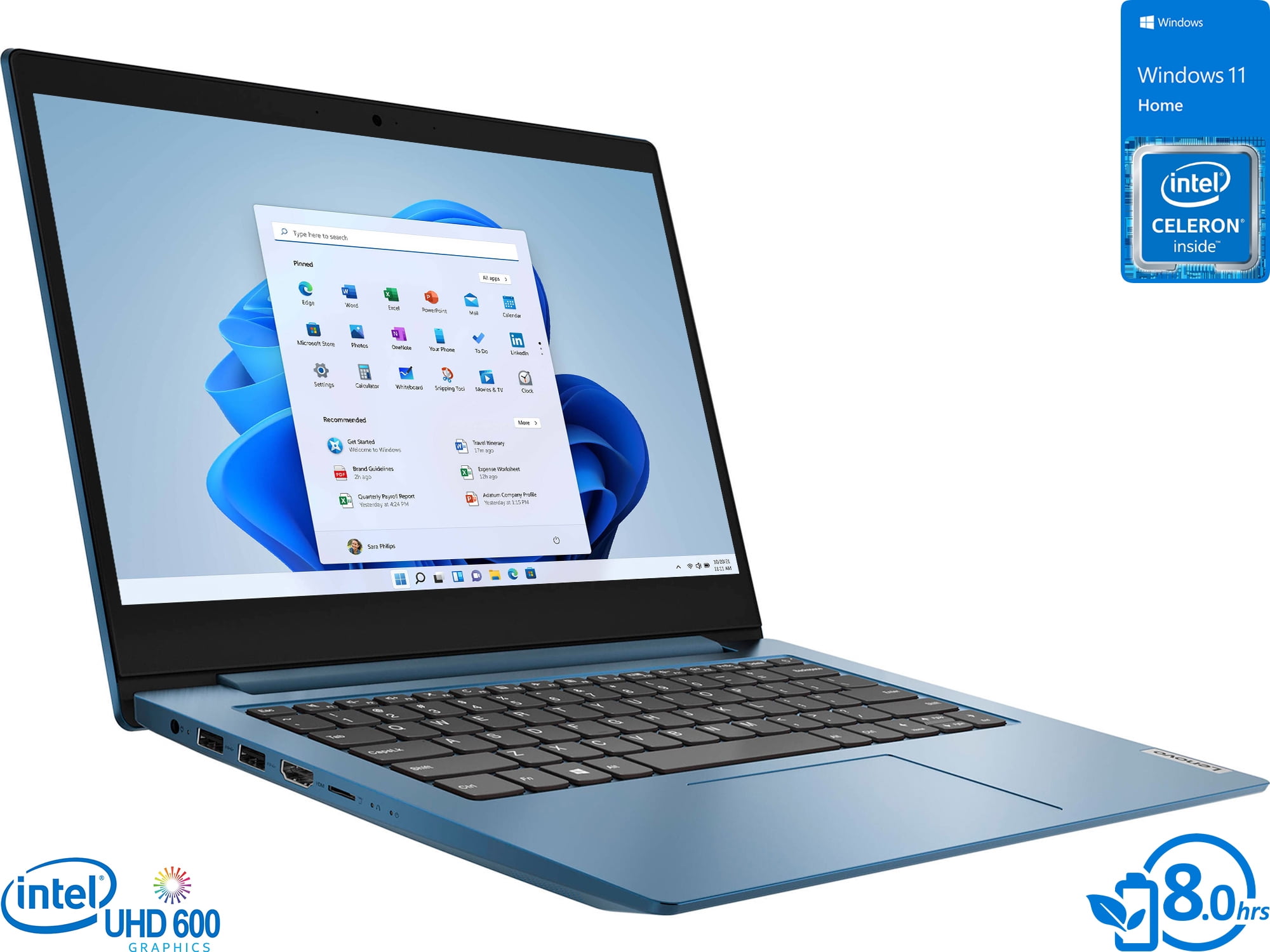 Lenovo IdeaPad 1 Laptop, 14" FHD Display, Intel Celeron N4020 Upto 2 ...