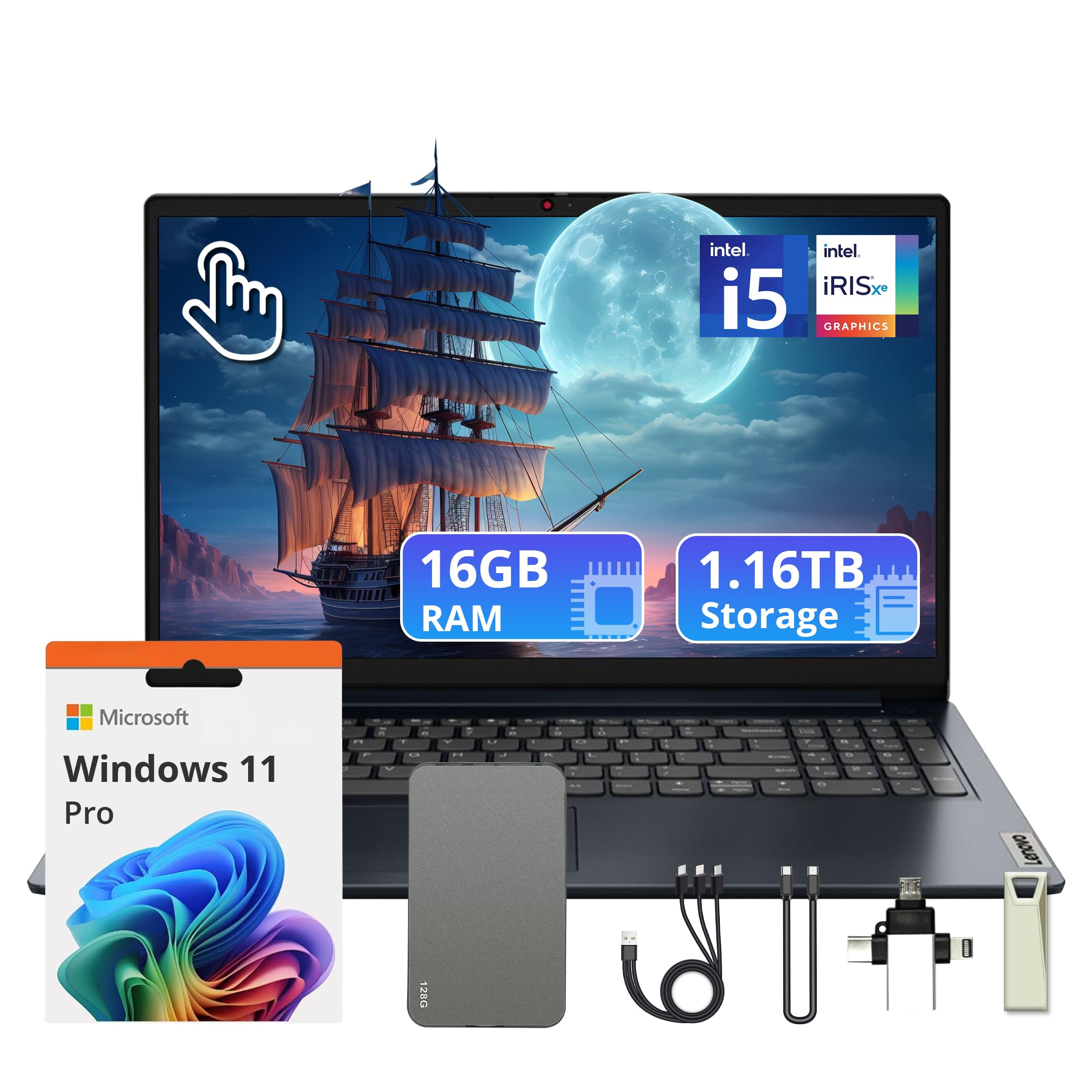 Lenovo IdeaPad 1i 15.6" FHD Touchscreen Laptop, 16GB RAM, 1.16TB ...