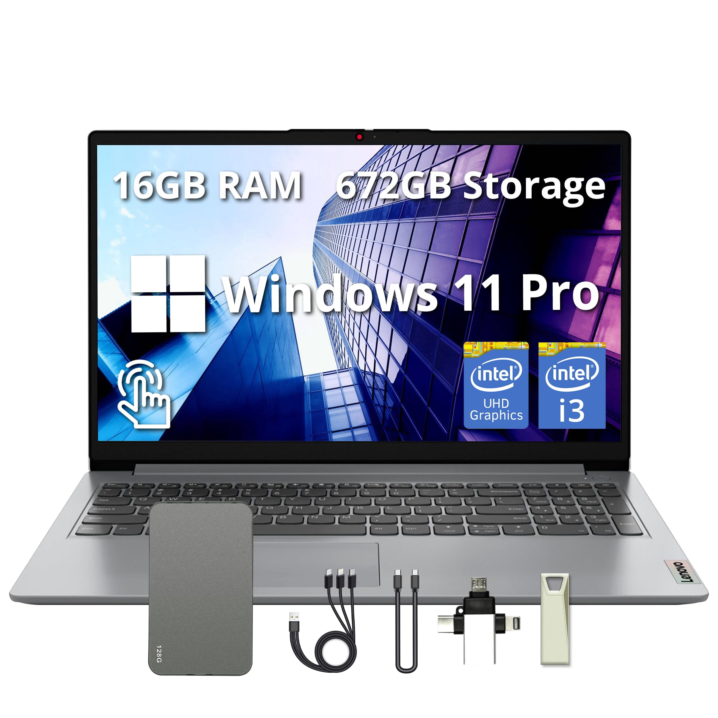 Lenovo IdeaPad 1i 15.6" FHD Touchscreen Laptop, Intel i3-1215U, 16GB ...