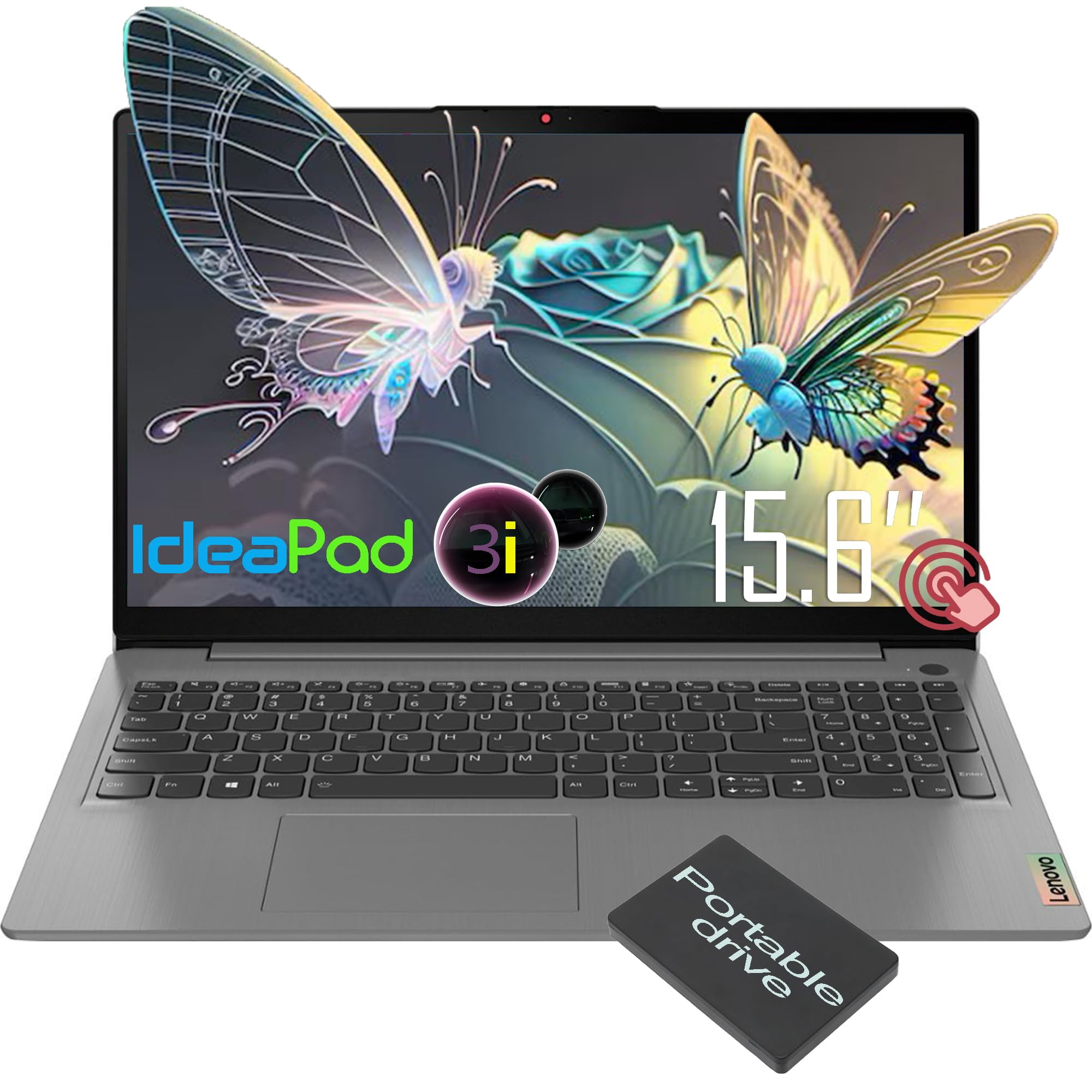Lenovo IdeaPad 3i Touchscreen Laptop with 500GB External Hard Drive, Intel Core i3, 15.6 inch ...
