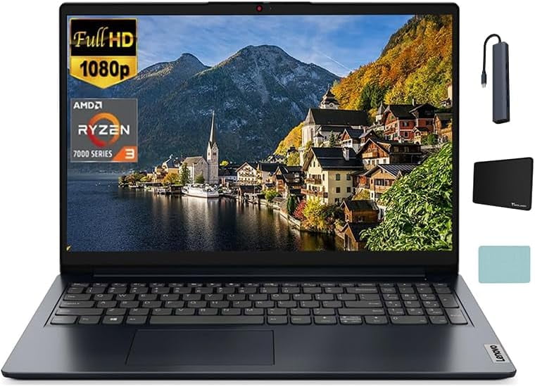 Lenovo Ideapad 1 15.6" FHD Display, AMD Ryzen 3 7320U, 8GB RAM, 512GB SSD, Abyss Blue, Wi-Fi 6 ...