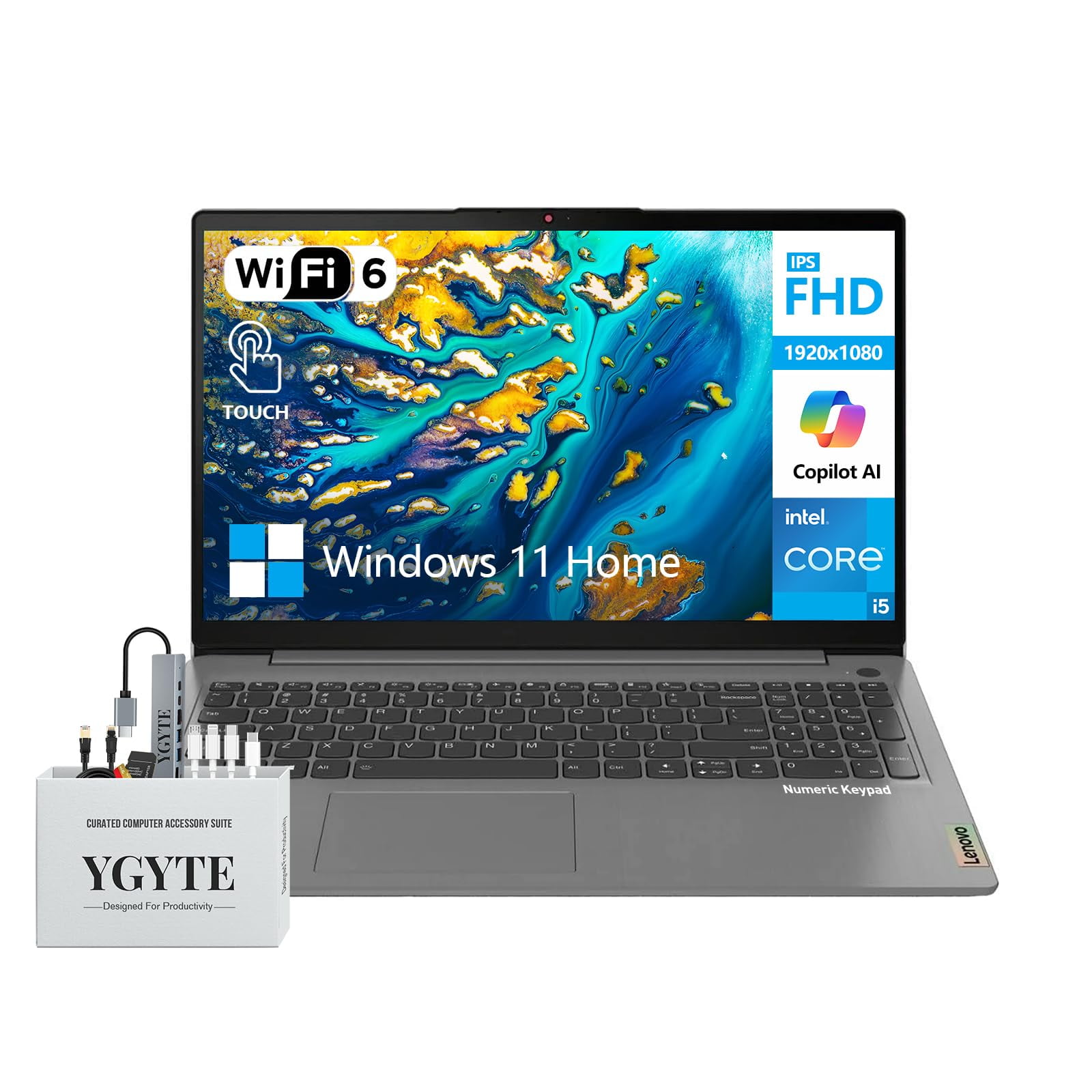 Lenovo Ideapad 3i 15 Inch Touchscreen Laptop Computer, 15.6 FHD Touch Screen Laptop Notebook ...