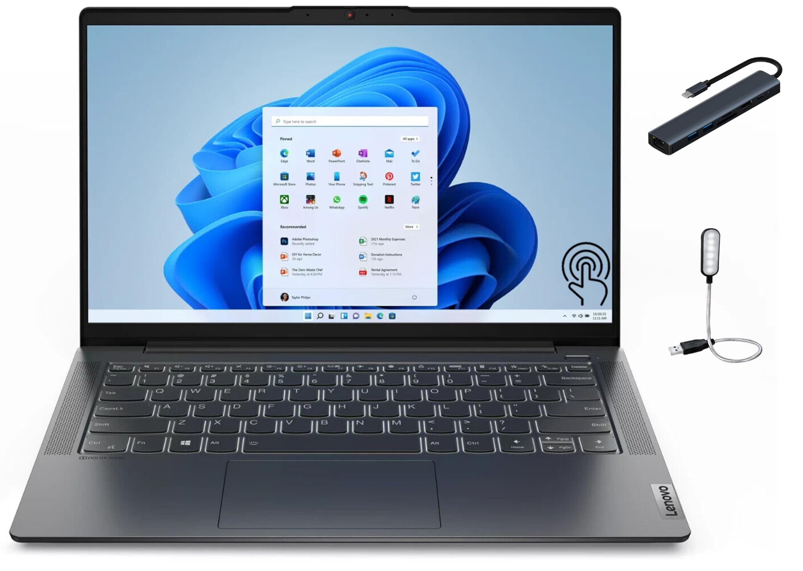 Lenovo Ideapad 5 14" FHD Touch Laptop, AMD Ryzen 7 5700U, 1.8GHz, 8GB RAM, 1TB SSD, 4-in-1 Card ...