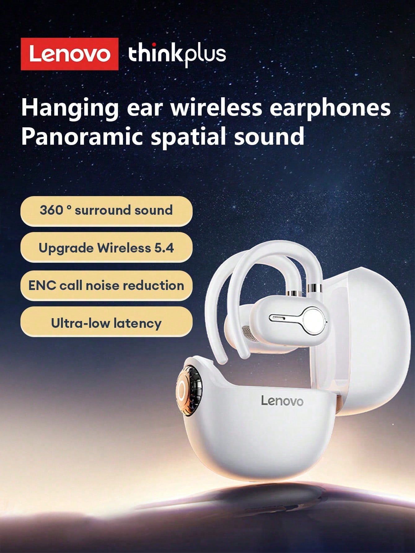 Lenovo LP81 Bluetooth Headset, HD Sound Quality, Music and Game Dual ...