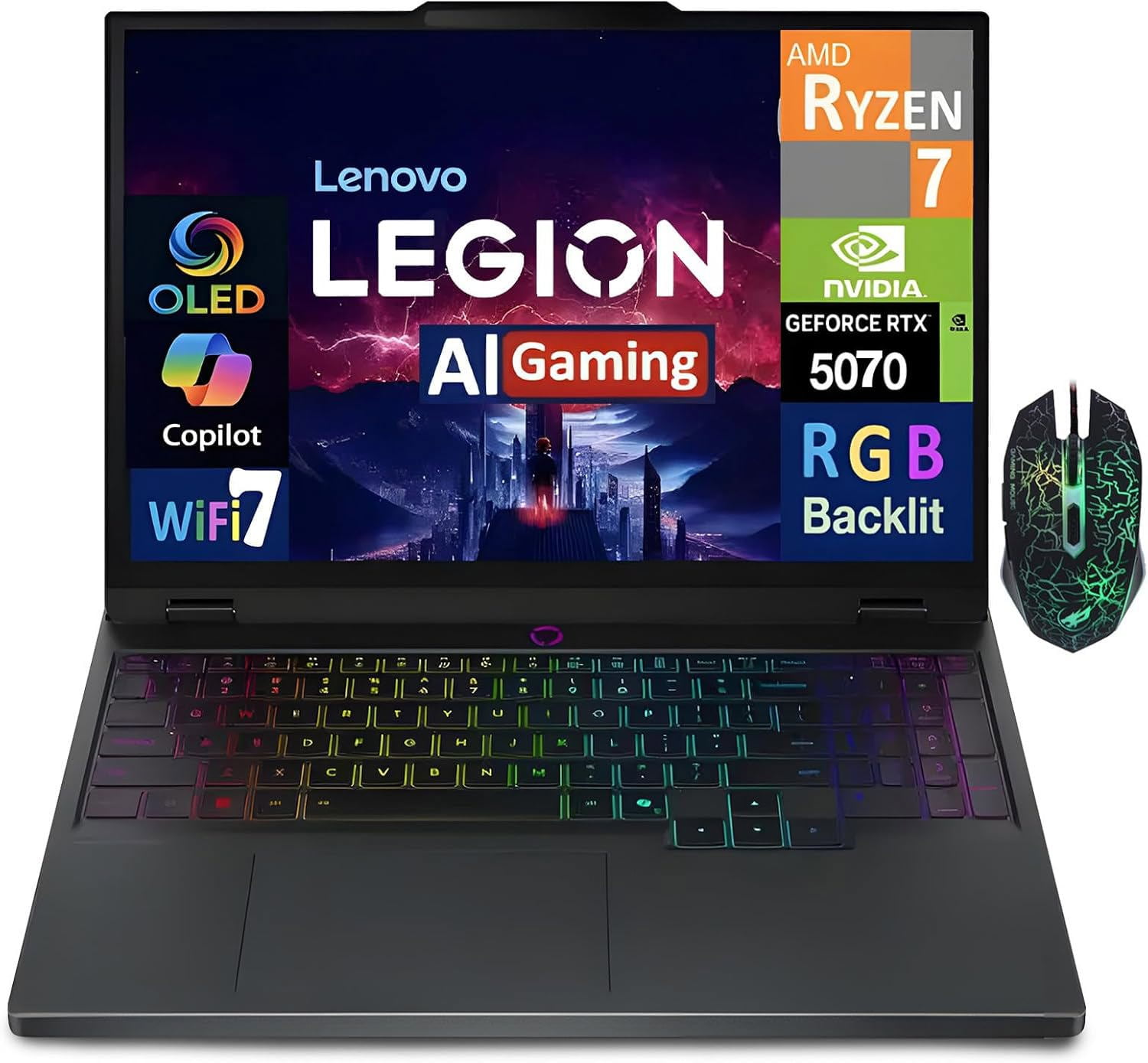 Lenovo Legion 5 Gaming Laptop, 15.1" OLED WQXGA 165HZ, AMD Ryzen AI 7 ...