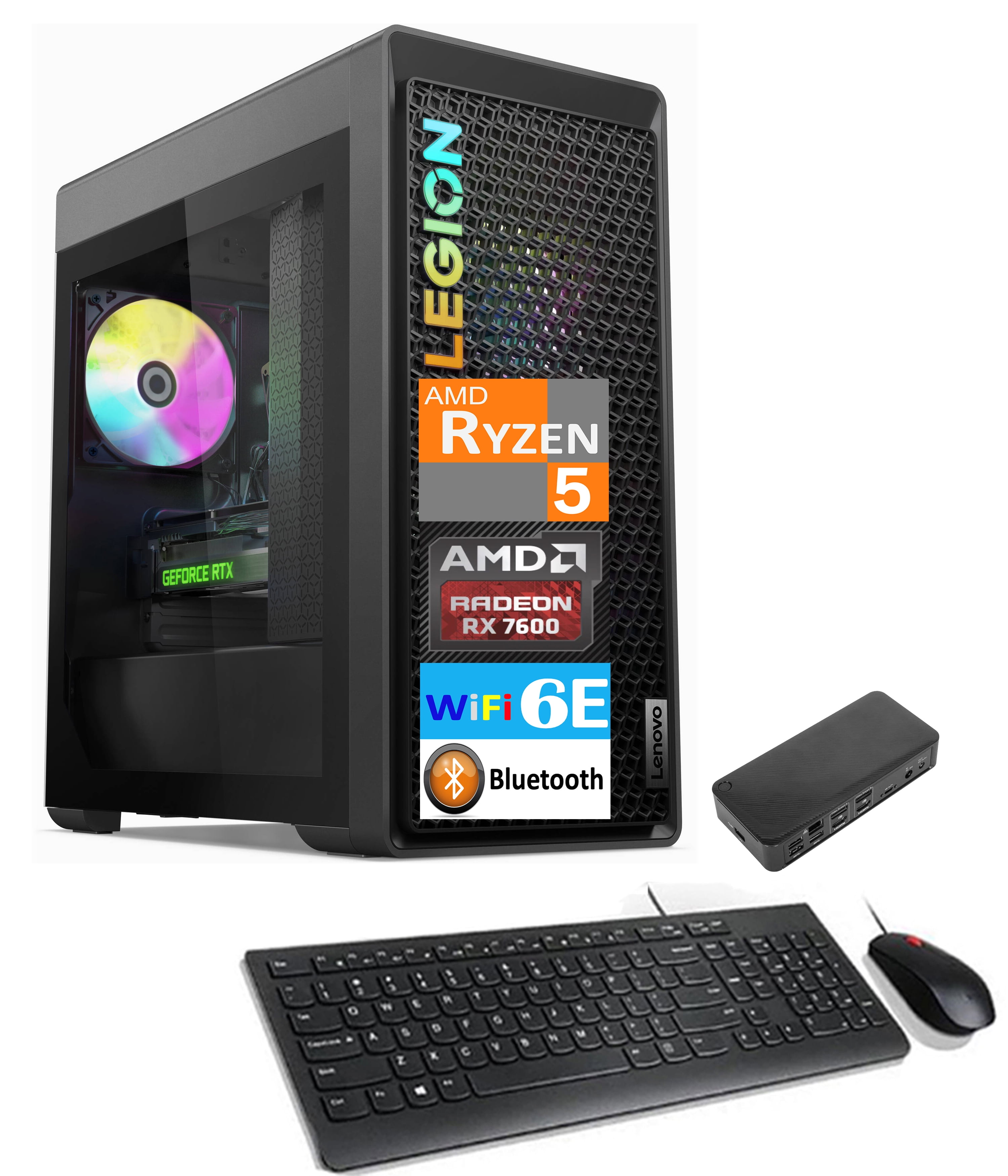 Lenovo Legion Tower 5 Gen 8 Gaming Desktop PC (AMD Ryzen 5 7600, Radeon RX 7600 8GB GDDR6, 32GB ...