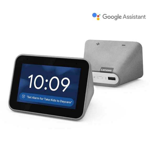 Lenovo Smart Clock with Google Assistant - Home Display Screen, Chalk ...