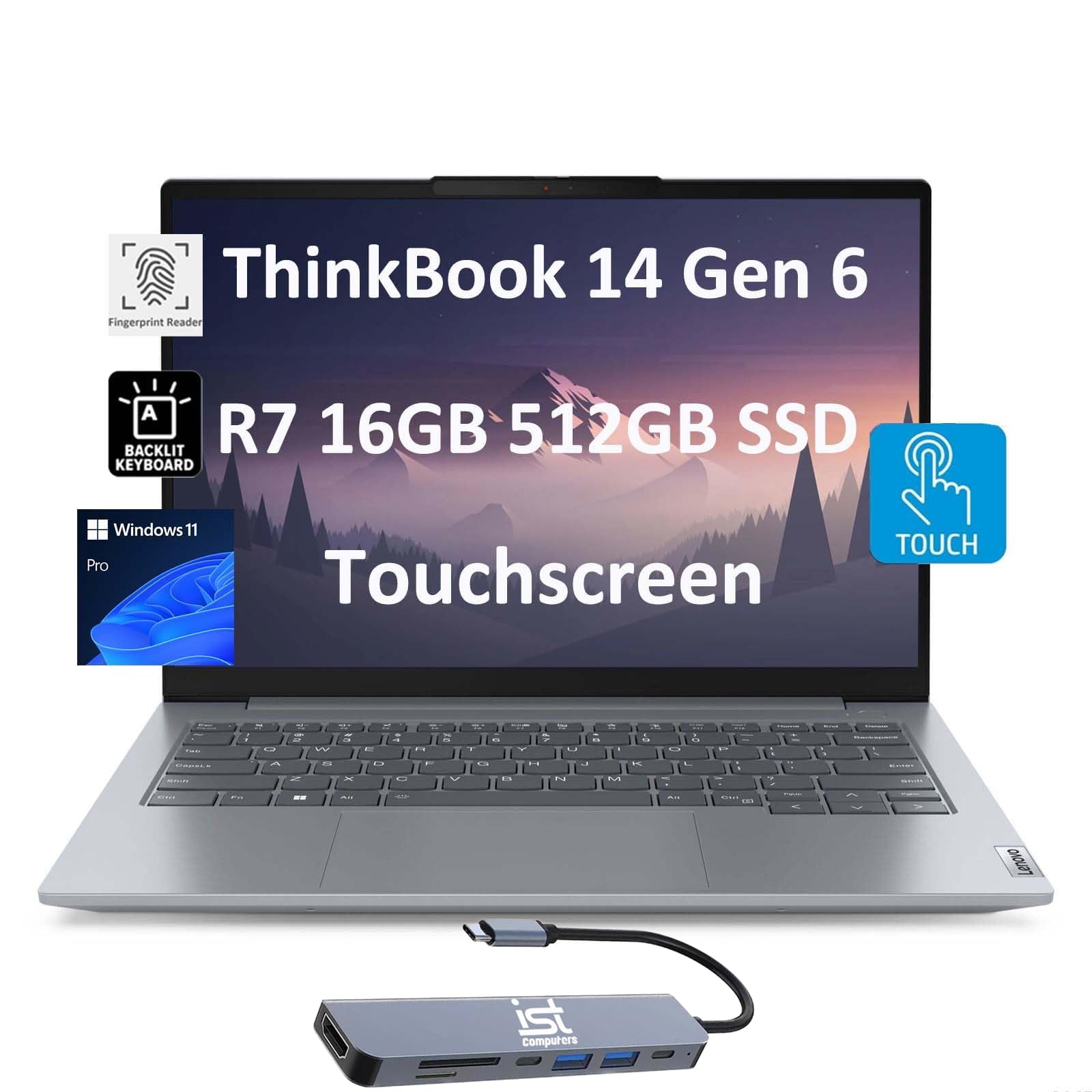 Lenovo ThinkBook 14 Gen 6 Business Laptop (14" FHD+ Touchscreen, AMD ...