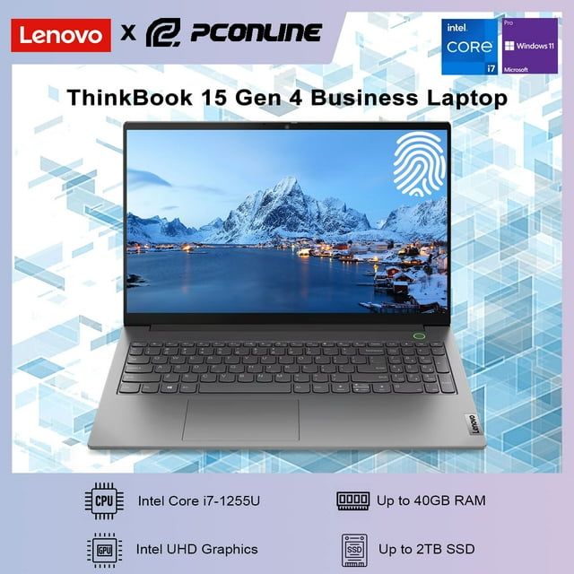 Lenovo ThinkBook 15 Gen 4 Business Laptop, 15.6" FHD Display, Intel Core i7-1255U, 8GB RAM ...