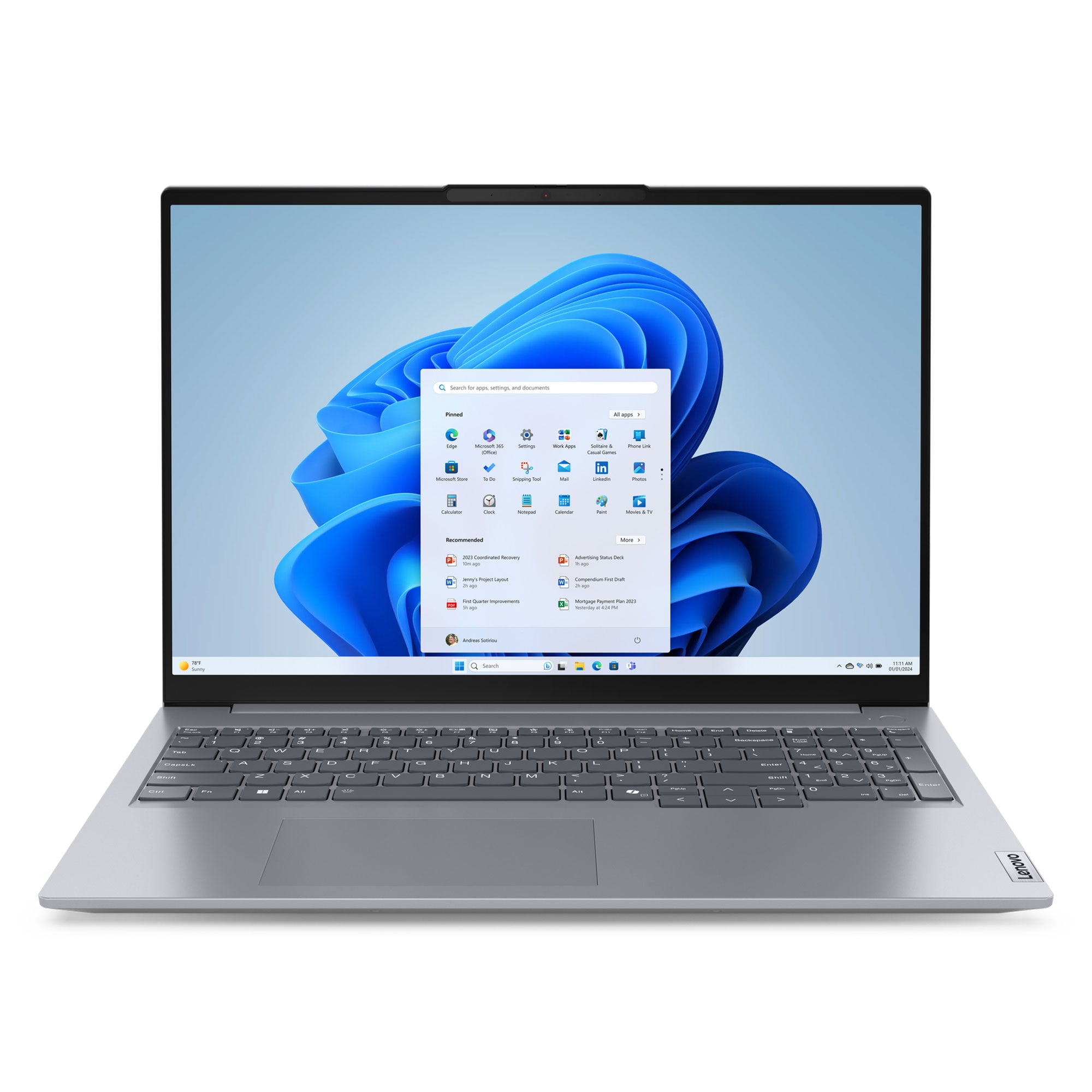 Lenovo ThinkBook 16" Touchscreen Laptop, AMD Ryzen 7 7735HS, 16GB RAM ...