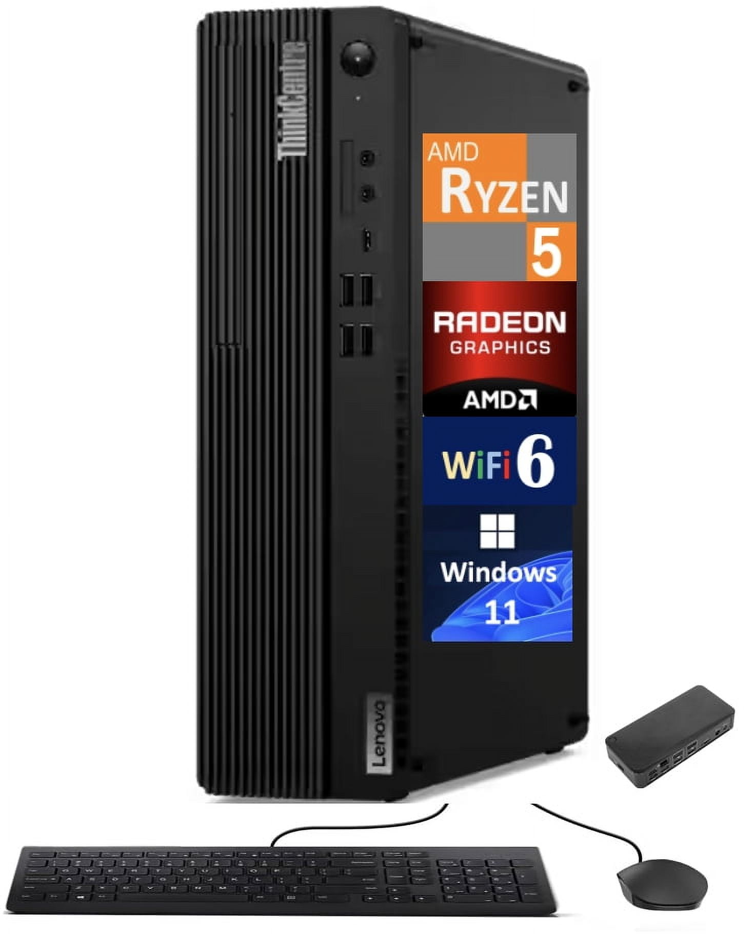 Lenovo ThinkCentre M75s Business Desktop (AMD Ryzen 5 Pro 5650G, 32GB DDR4, 512GB PCIe SSD + 1TB ...