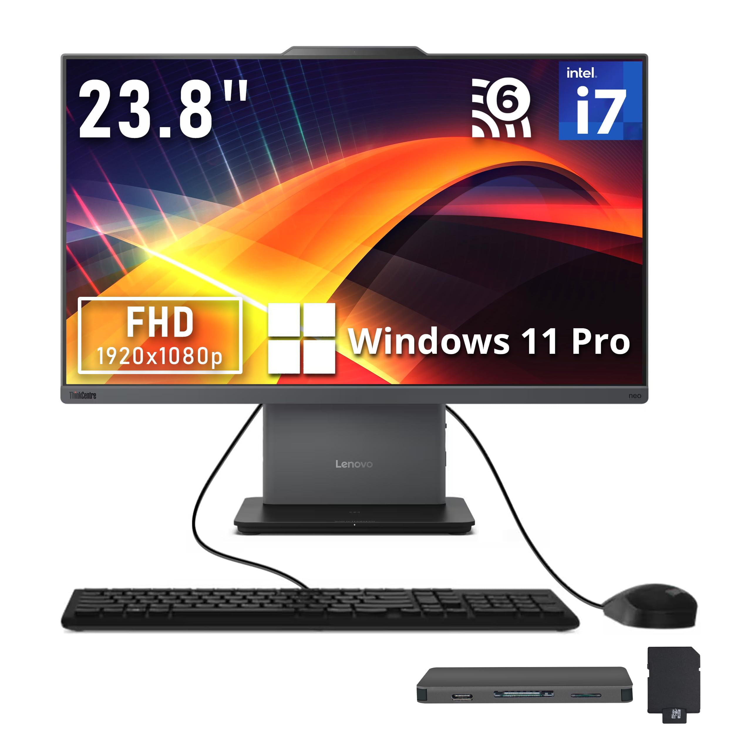 Lenovo ThinkCentre Neo 50a Business All-in-One Desktop, 23.8" FHD ...