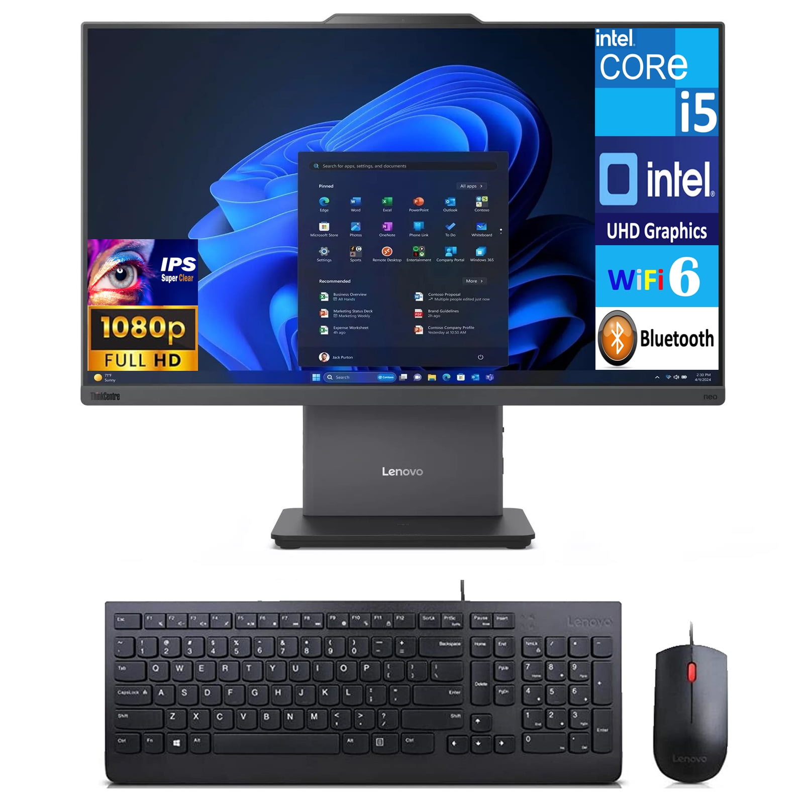 Lenovo ThinkCentre Neo 50a Gen 5 Business All-in-One 23.8in IPS FHD ...