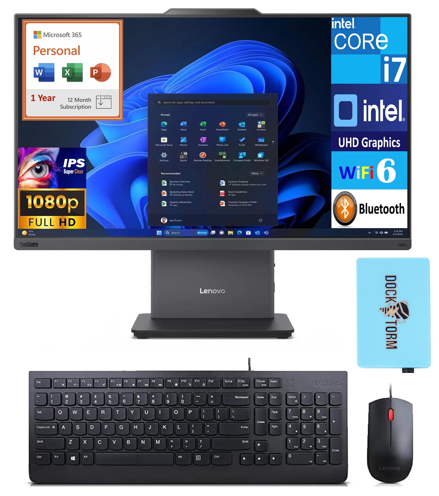 Lenovo ThinkCentre Neo 50a Gen 5 Business All-in-One 23.8in IPS FHD ...
