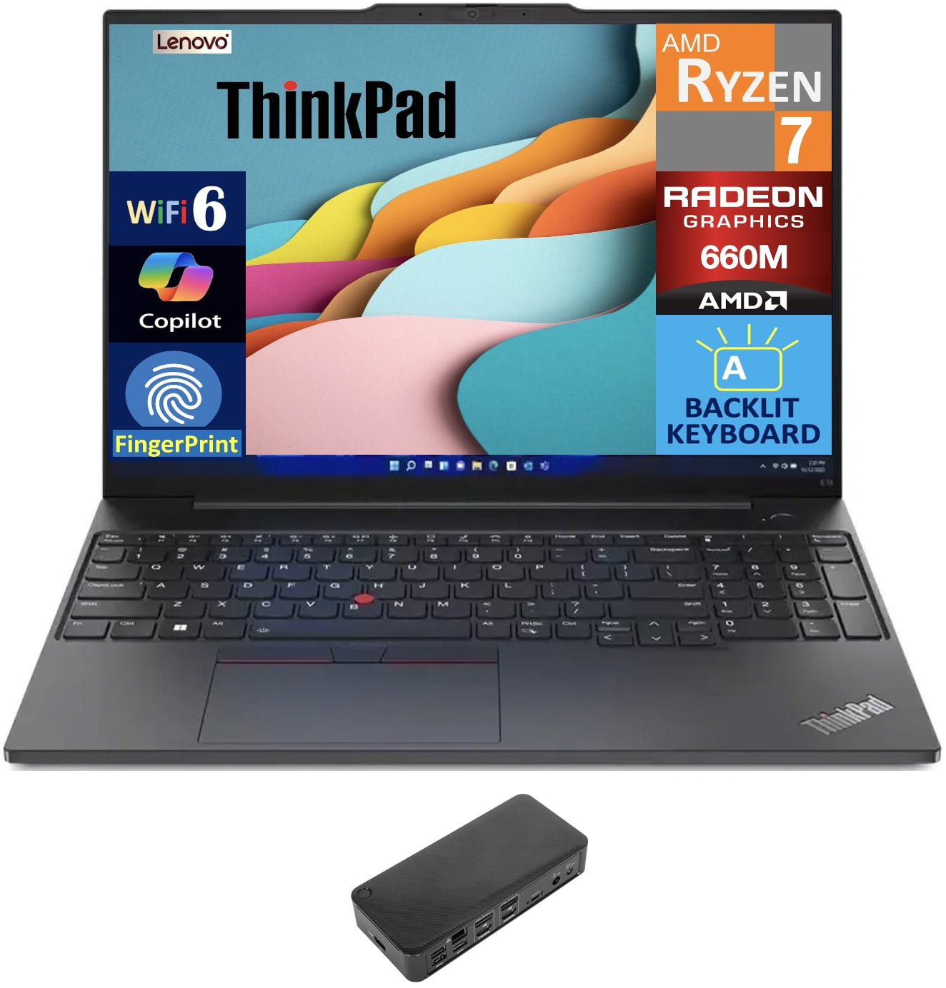 Lenovo ThinkPad E16 Business Laptop 16.0in WUXGA Display (AMD Ryzen 7 7735U, 32GB DDR5, 4TB PCIe ...