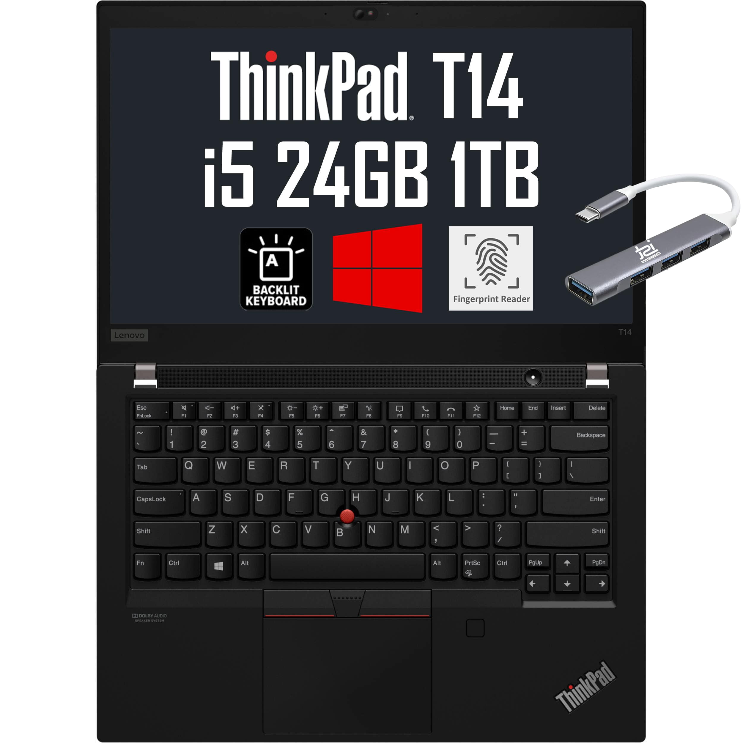 Lenovo ThinkPad T14 14" FHD 1080p IPS Intel Quad-Core i5-1135G7 (Beats ...