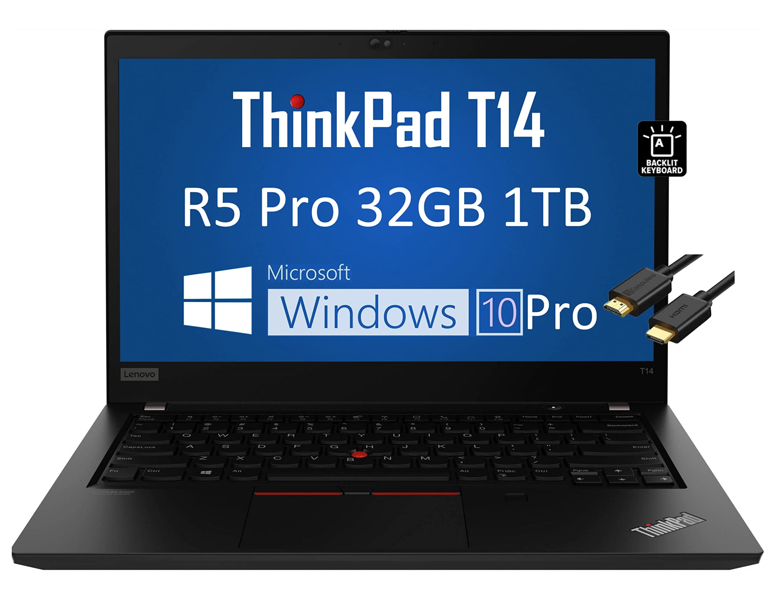 Lenovo ThinkPad T14 14" FHD (32GB RAM, 1TB PCIe SSD, 6-Core Ryzen 5 Pro 4650U (Beats i7-1165G7 ...