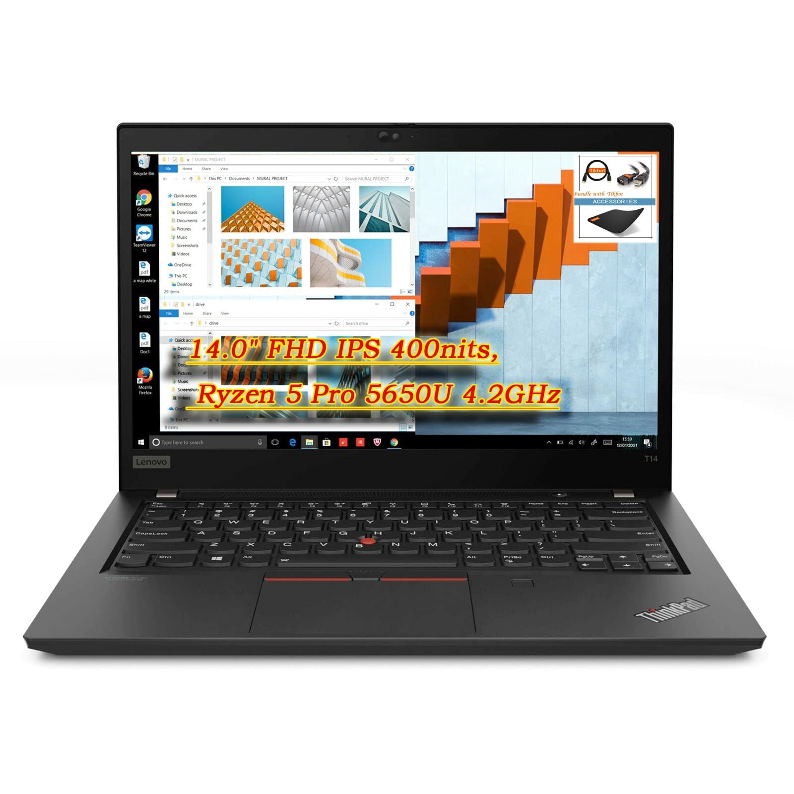 Lenovo ThinkPad T14 Gen 2 Light Laptop, 14.0" FHD IPS 400nits, AMD ...