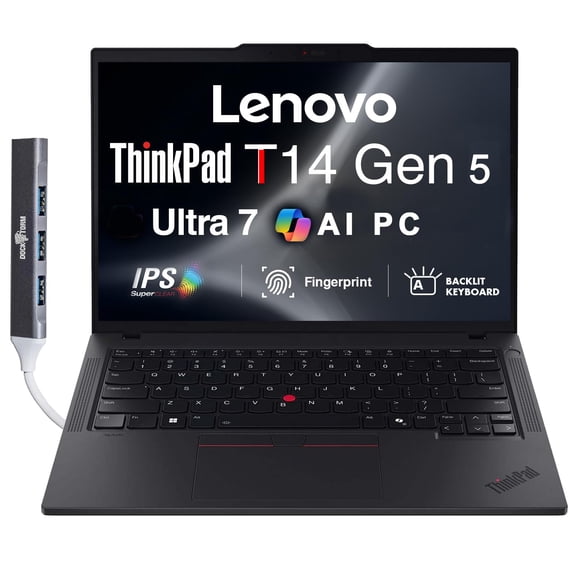 Lenovo ThinkPad T14 Gen 5 AI Business Laptop 14.0" IPS FHD+ (Intel Core ...