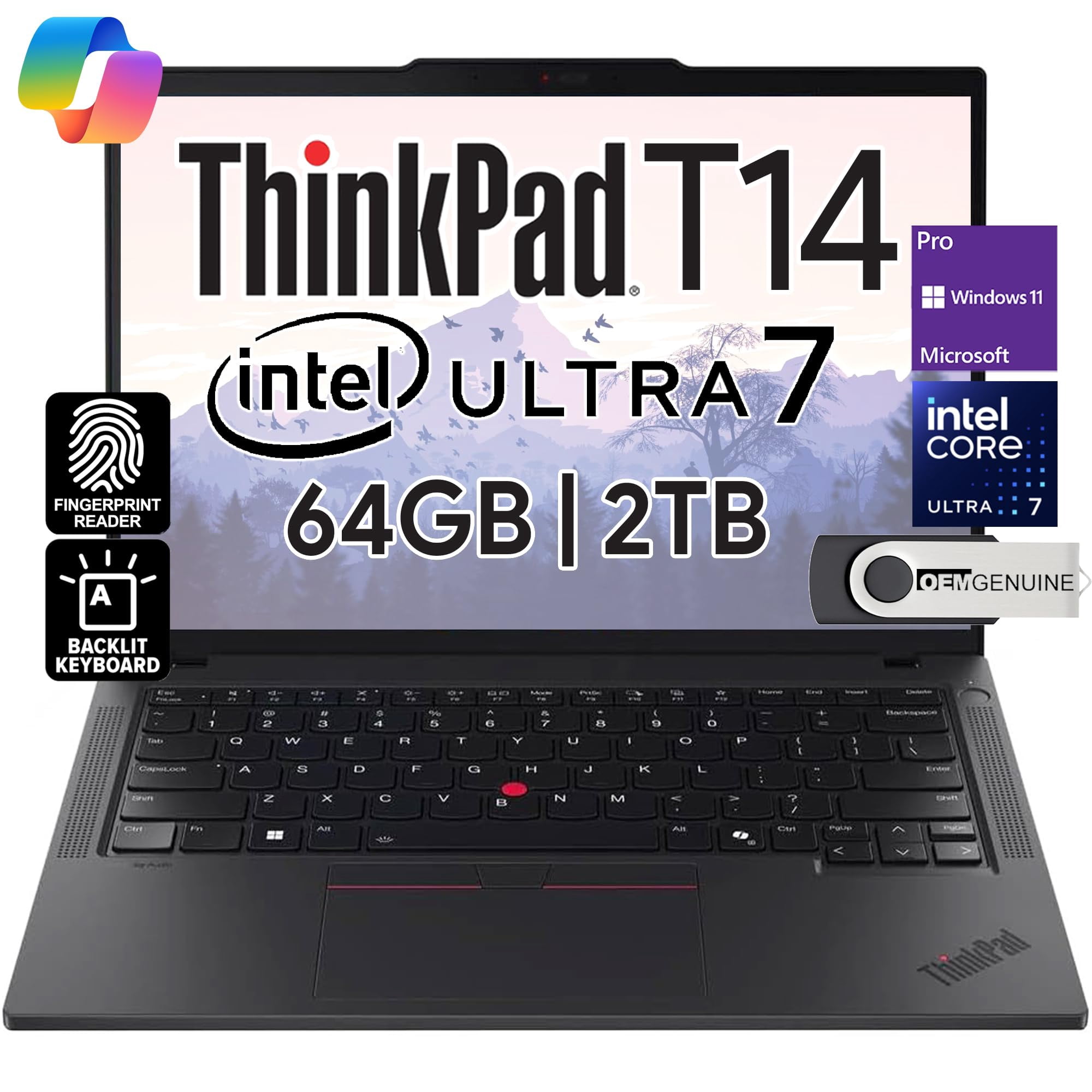 Lenovo ThinkPad T14 Gen 5 Business Laptop 14" FHD+ IPS, Intel Ultra 7 ...