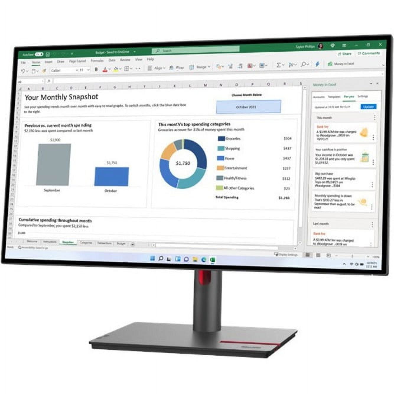 Lenovo ThinkVision P27h-30 27" WQHD 2560x1440 60Hz 4ms LCD Monitor ...