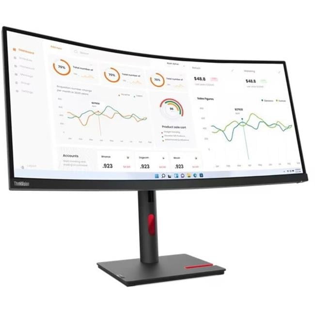Lenovo ThinkVision T34w-30 34" Class Webcam UW-QHD Curved Screen LED ...