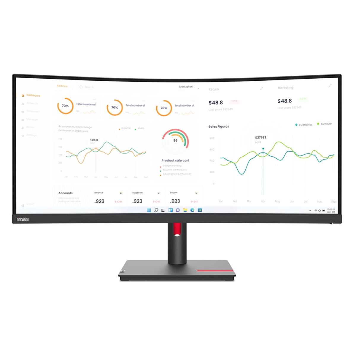 "Lenovo ThinkVision T34w-30 34"" Class, Large UltraWide HDMI Display ...